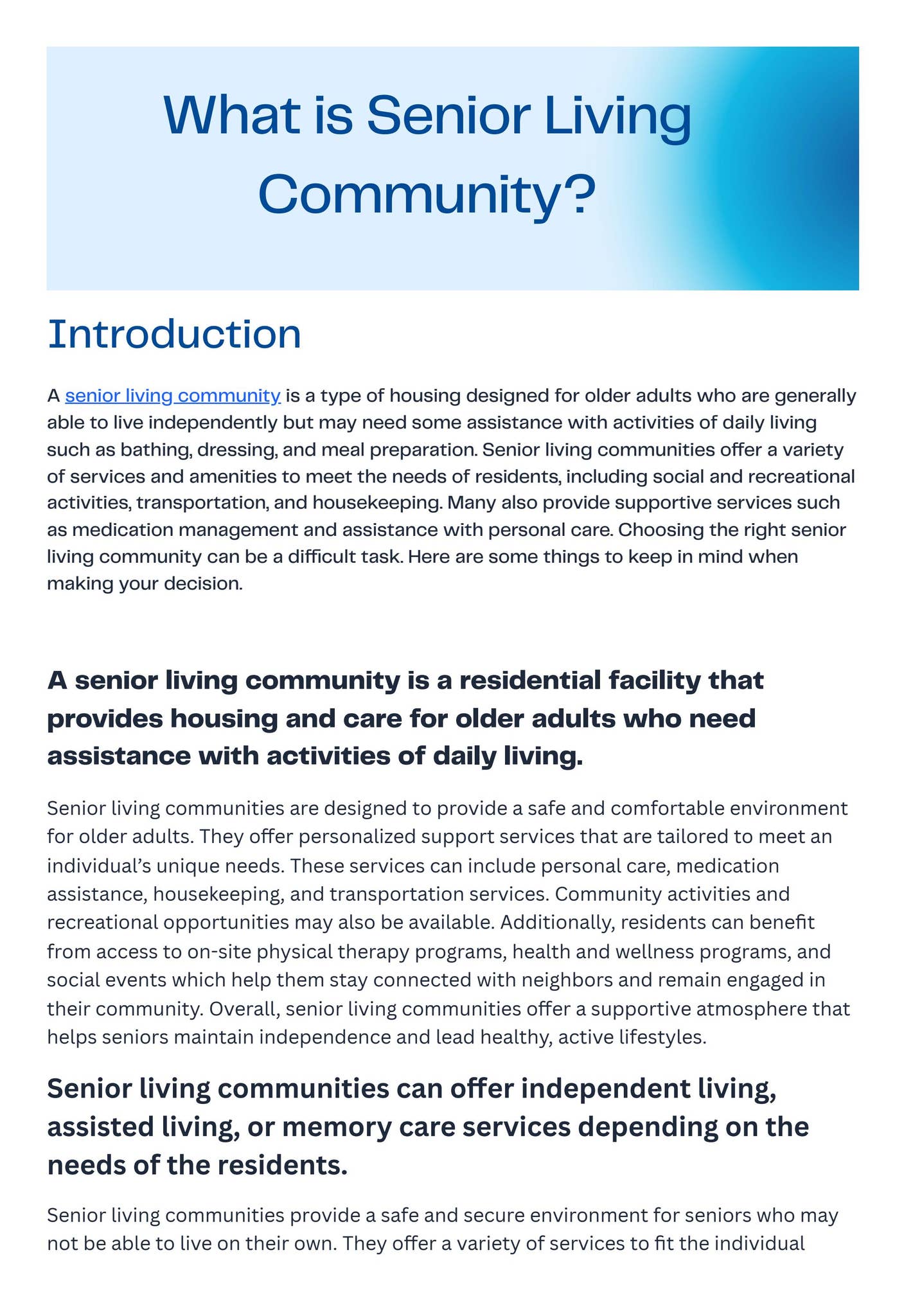 What is Senior Living Community by seniorliving101 - Issuu