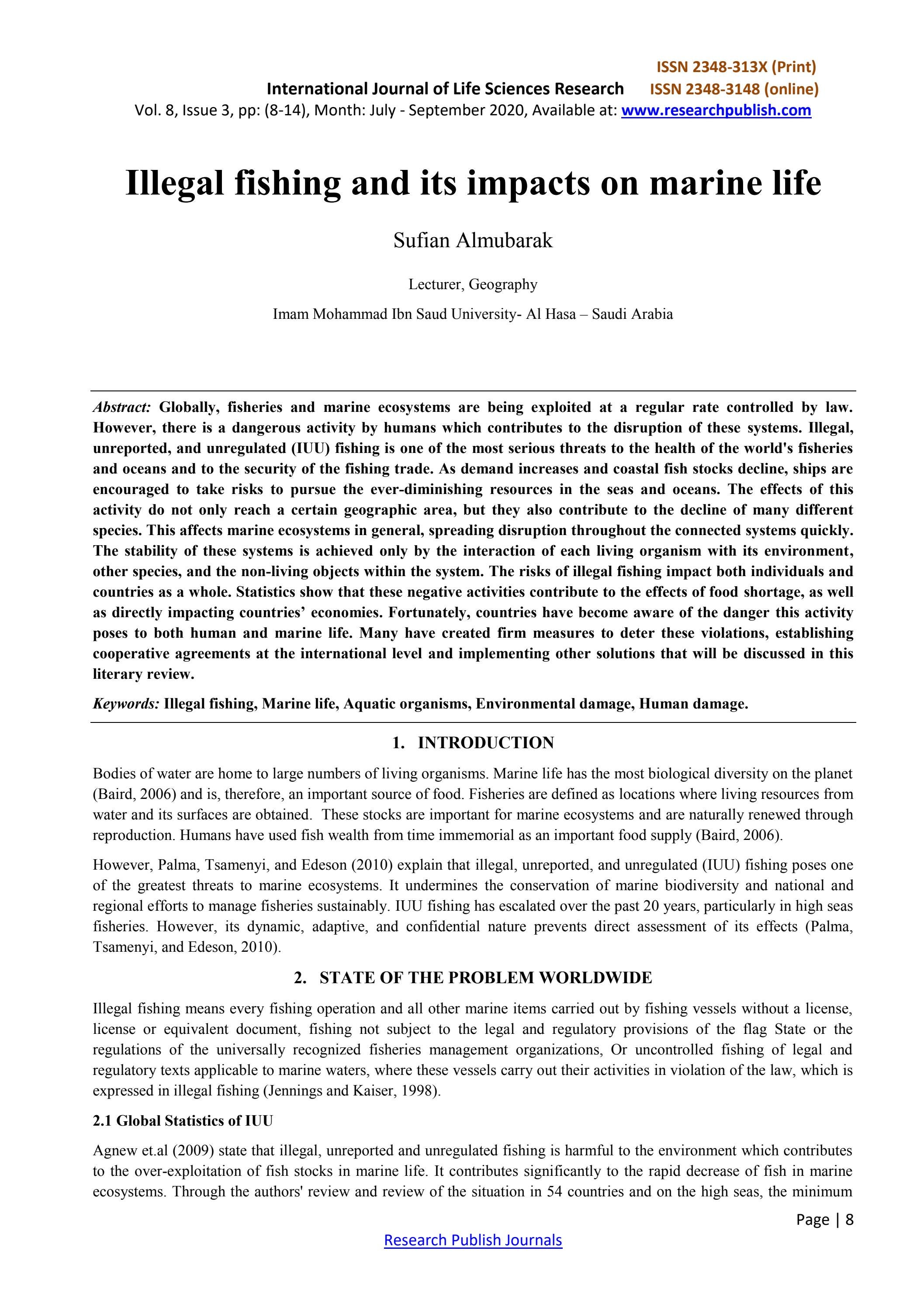 Illegal fishing and its impacts on marine life by Research Publish ...