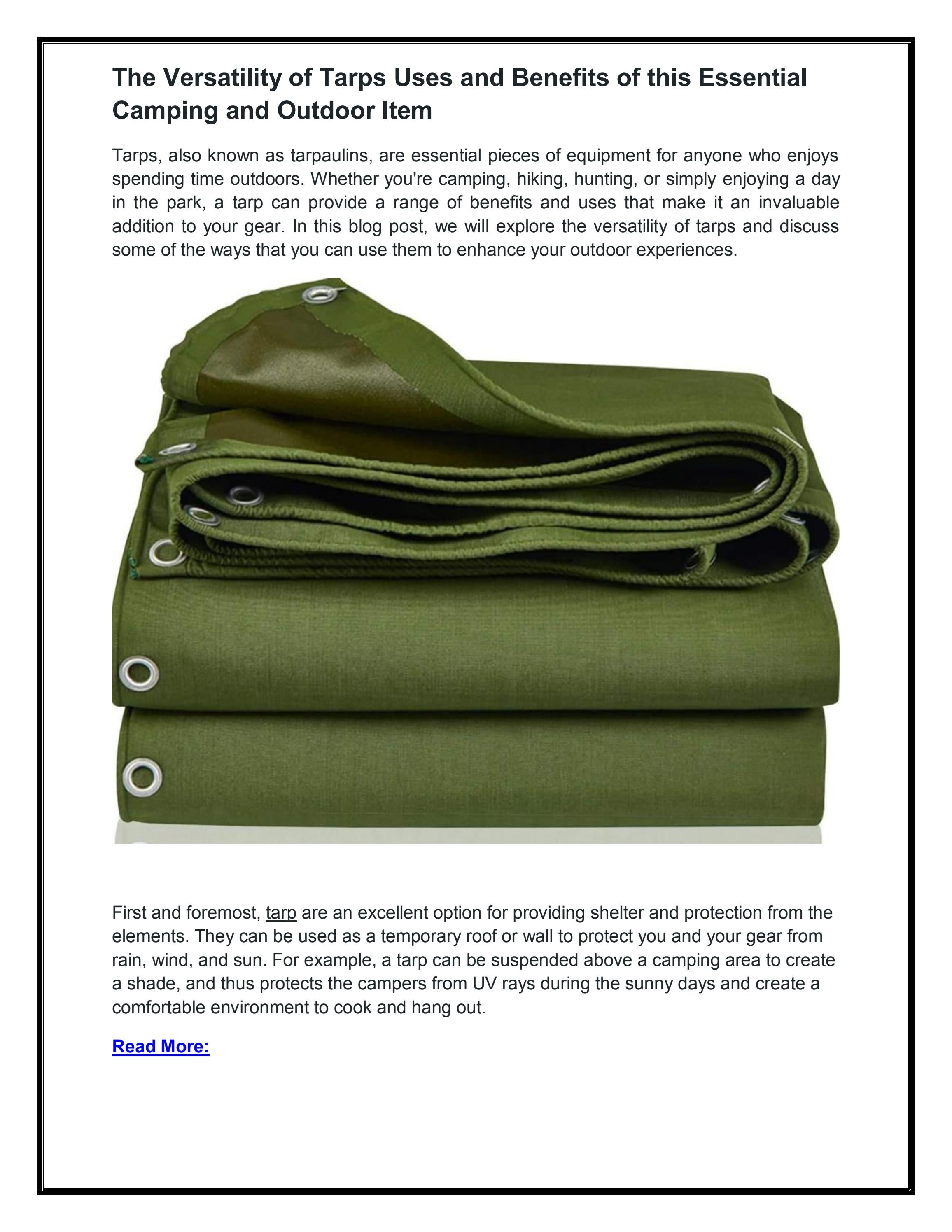 The Versatility of Tarps Uses and Benefits of this Essential Camping ...
