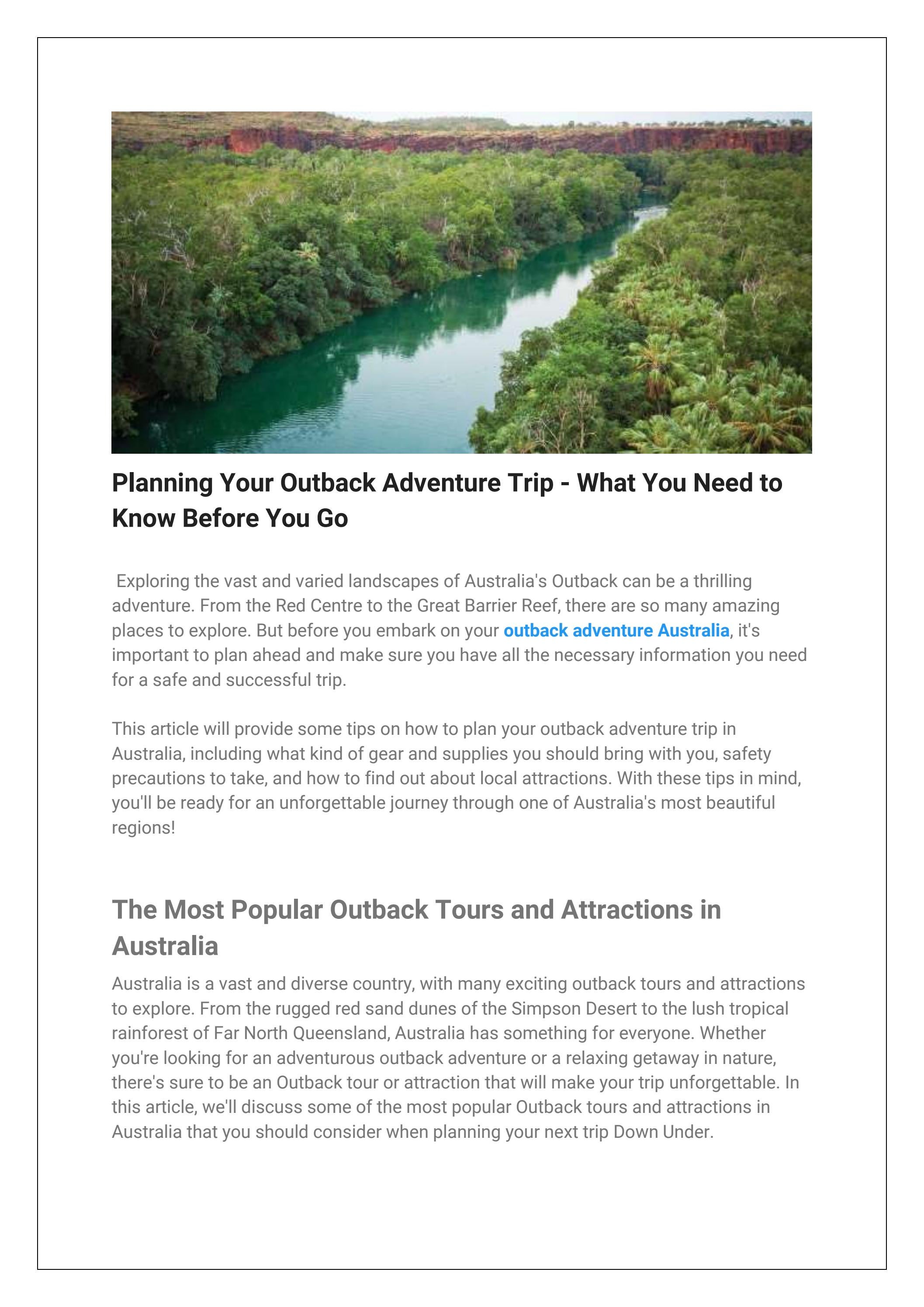 Planning Your Outback Adventure Trip - What You Need to Know Before You ...