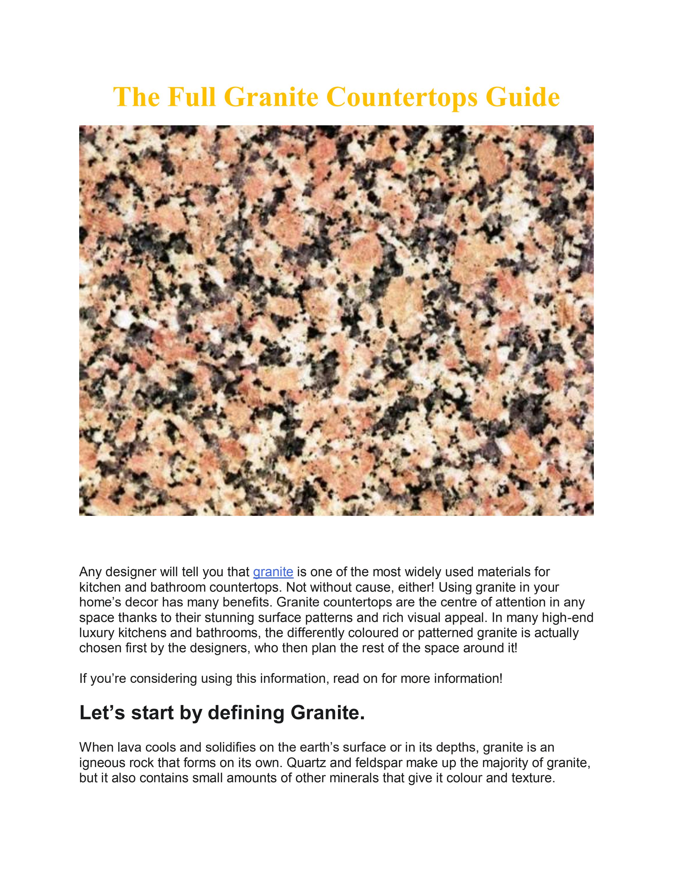 The Full Granite Countertops Guide by Rynestone - Issuu