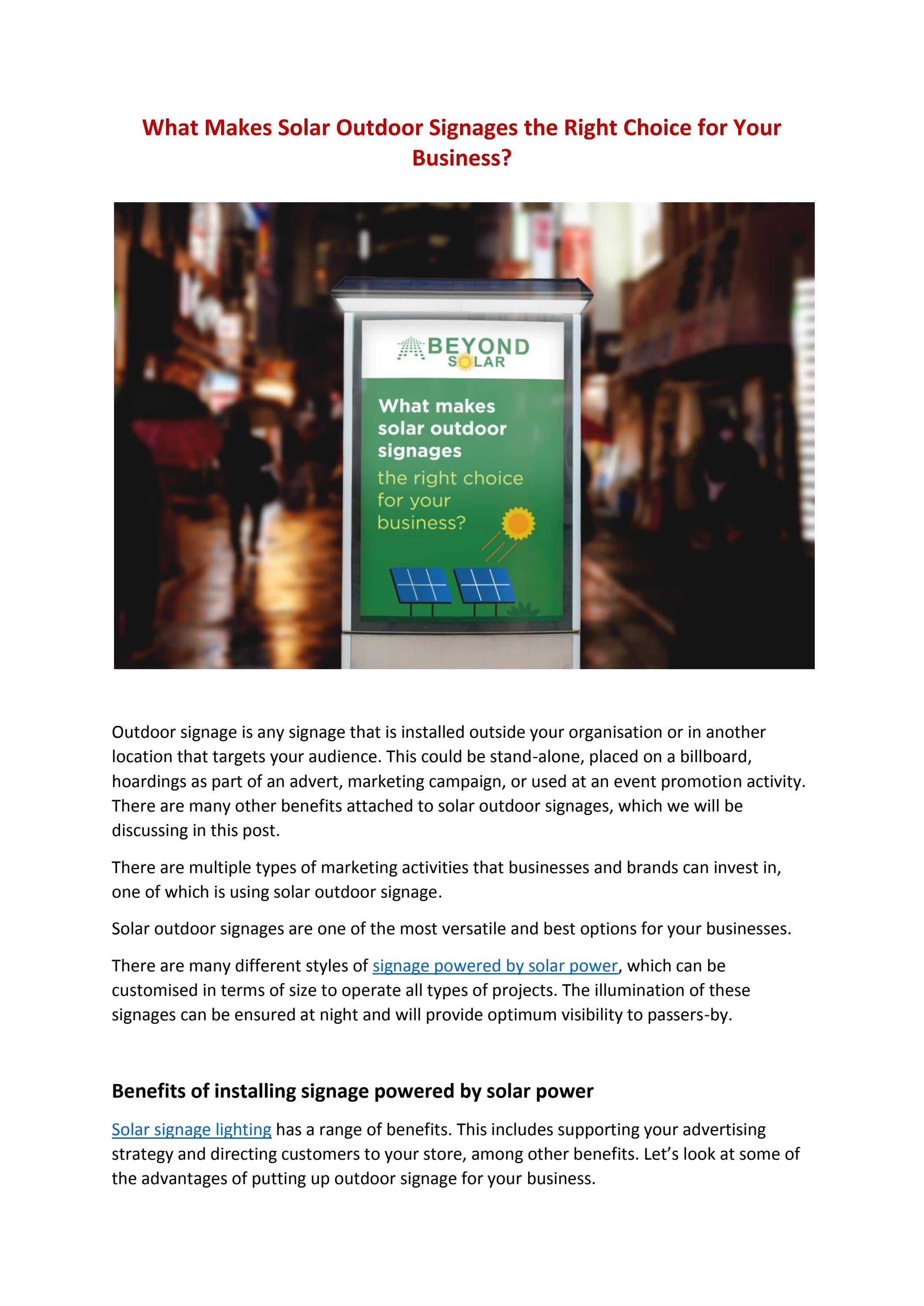 What Makes Solar Outdoor Signages the Right Choice for Your Business by ...