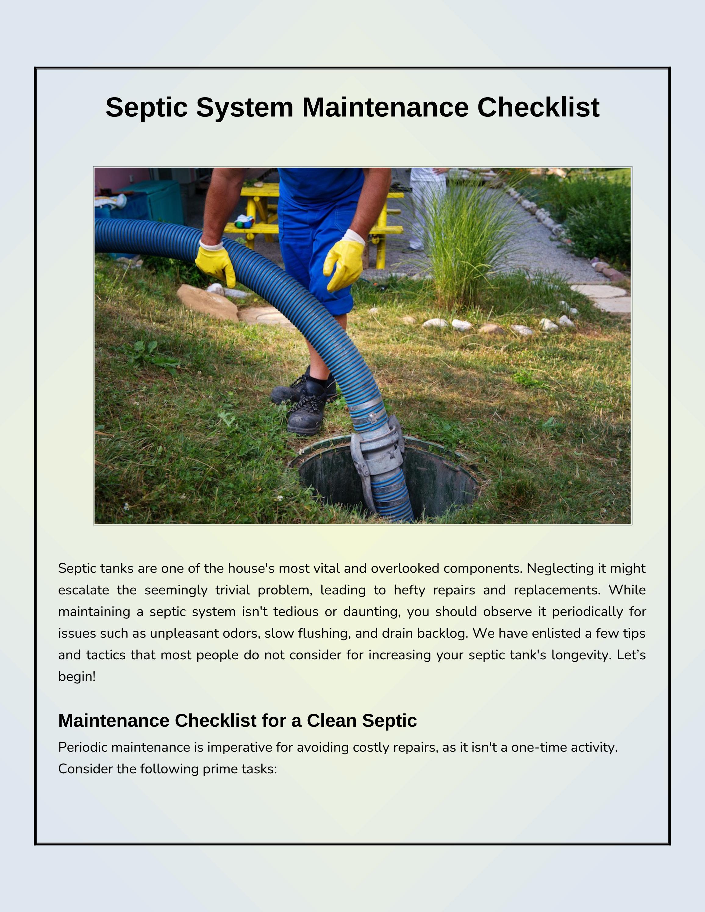 A Brief Note Regarding Septic System Maintenance by Advanced Septic ...
