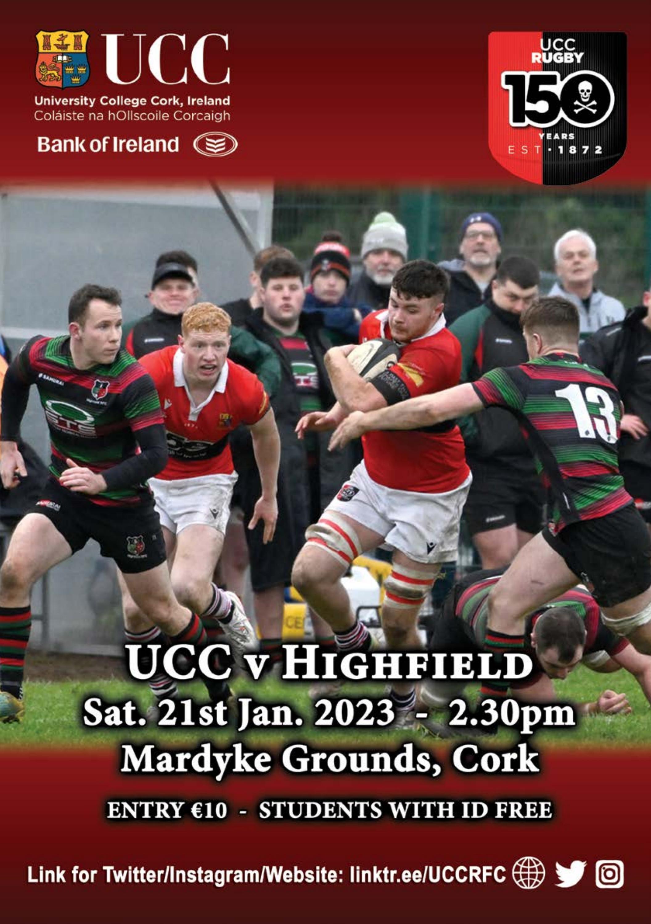 2023-01-21 UCC Rugby vs Highfield Program by UCCrugby - Issuu