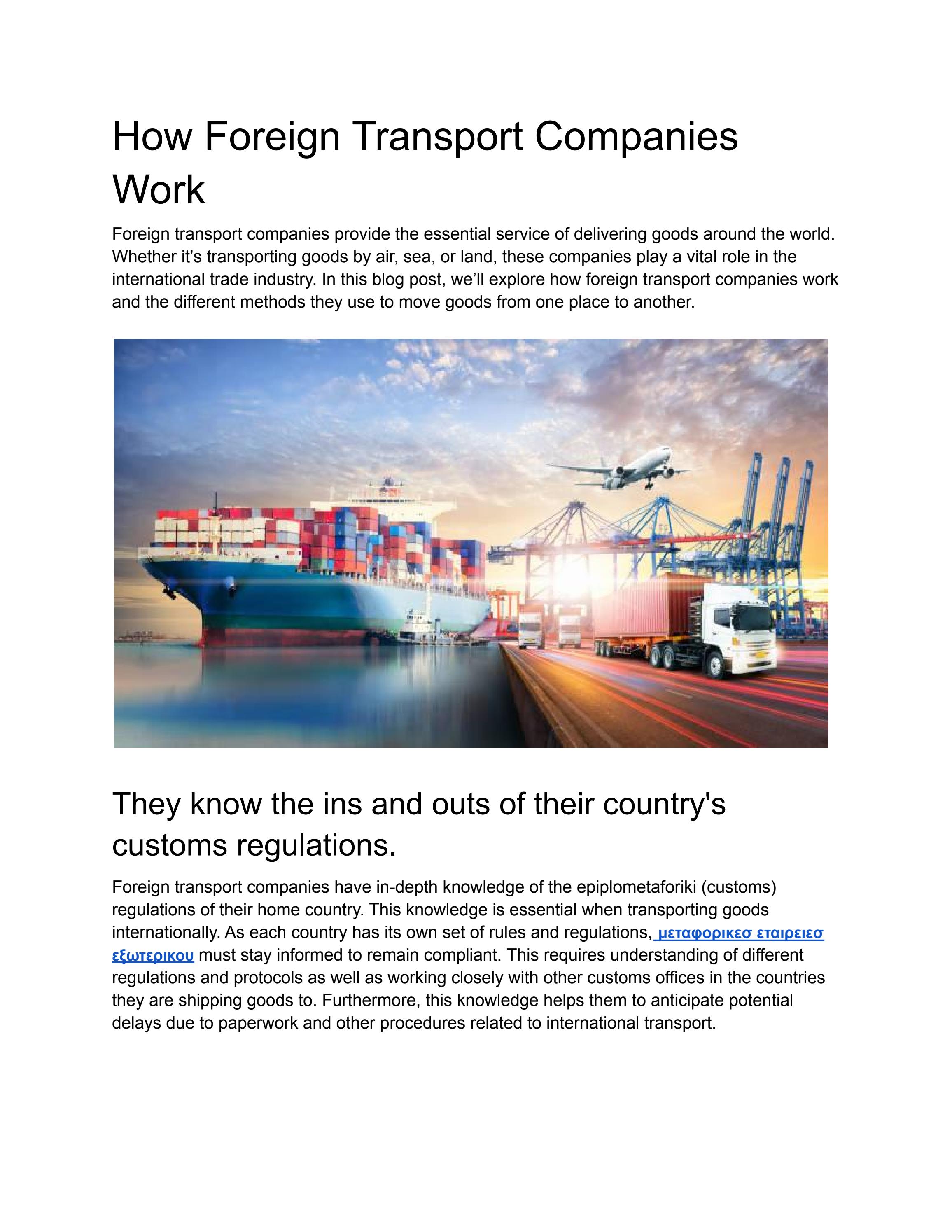 How Foreign Transport Companies Work by online-course-taker - Issuu