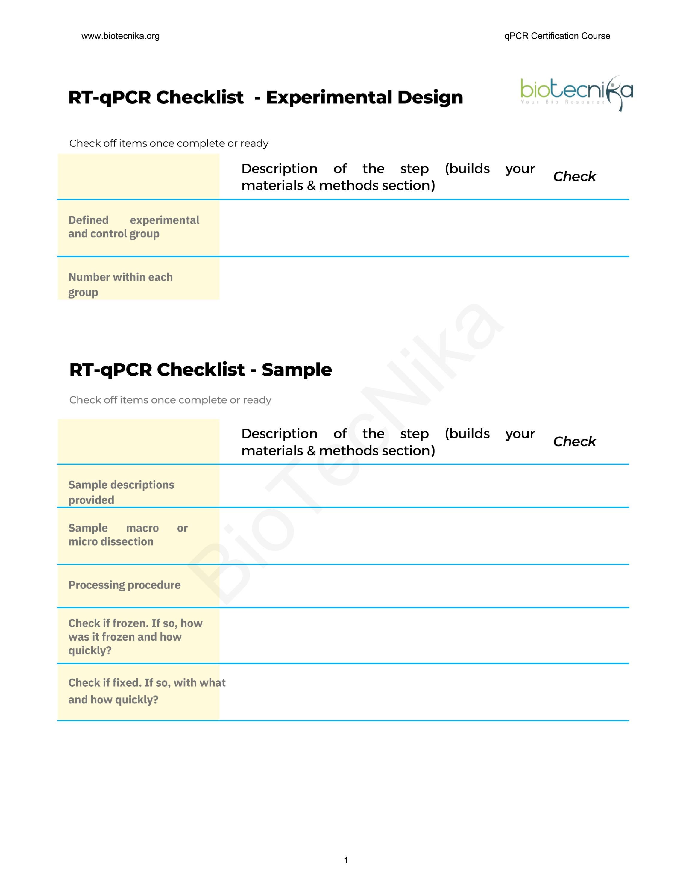 RT-qPCR Experiment Checklist by BioTecNika - Issuu