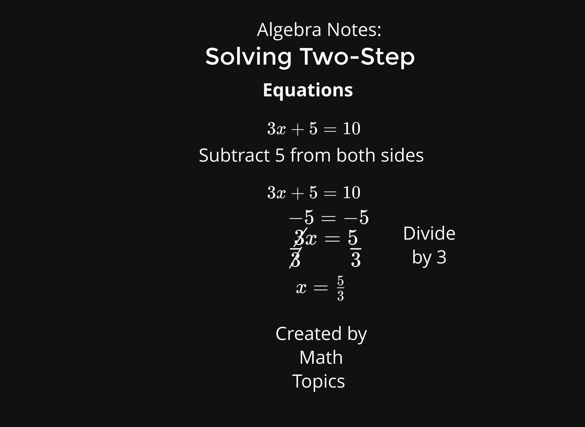 Solving two-Step Equation: Example by Math Topics by Dr. Marrero - Issuu