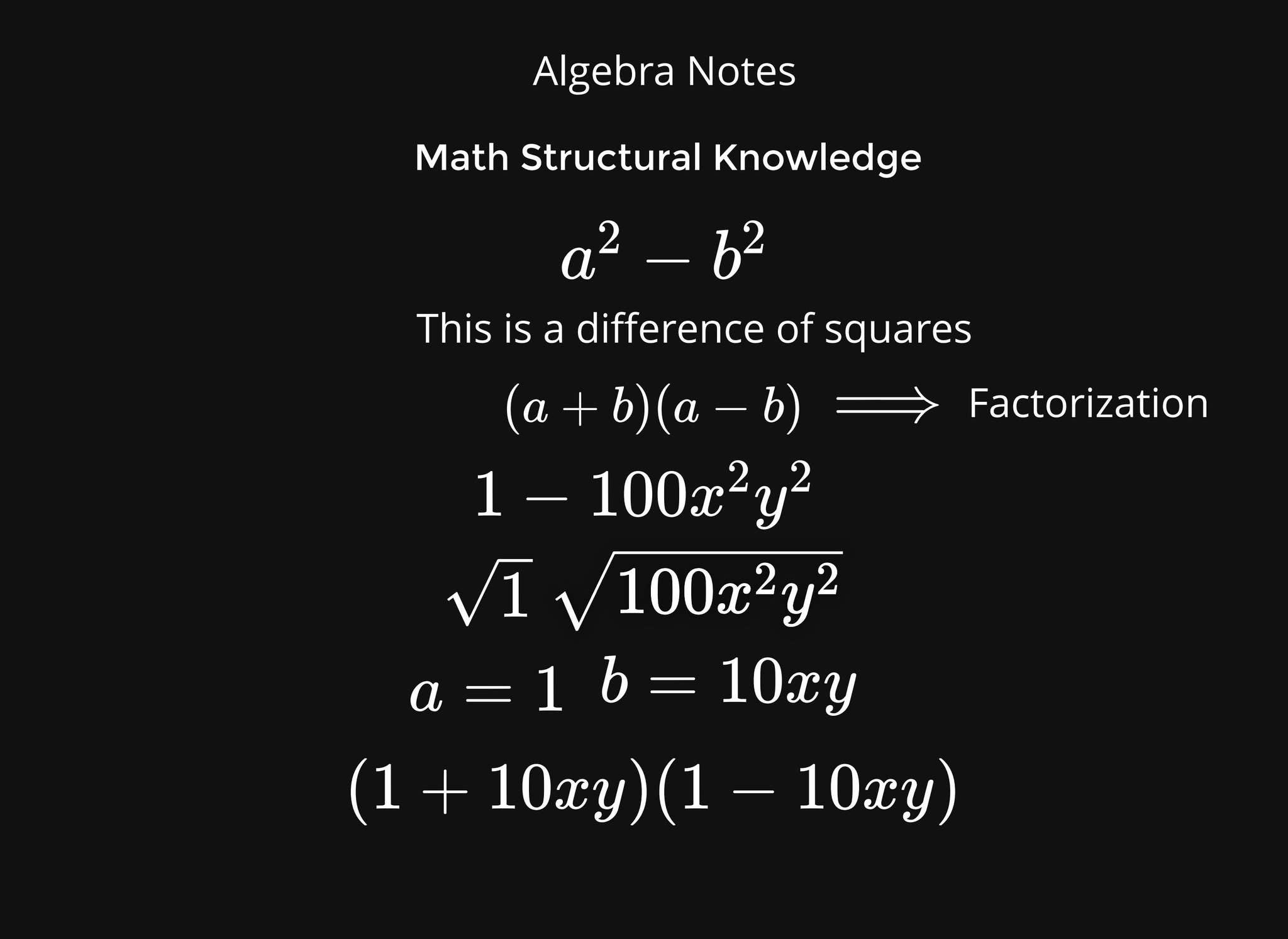 Algebra Notes: Difference of Squares by Math Topics by Dr. Marrero - Issuu