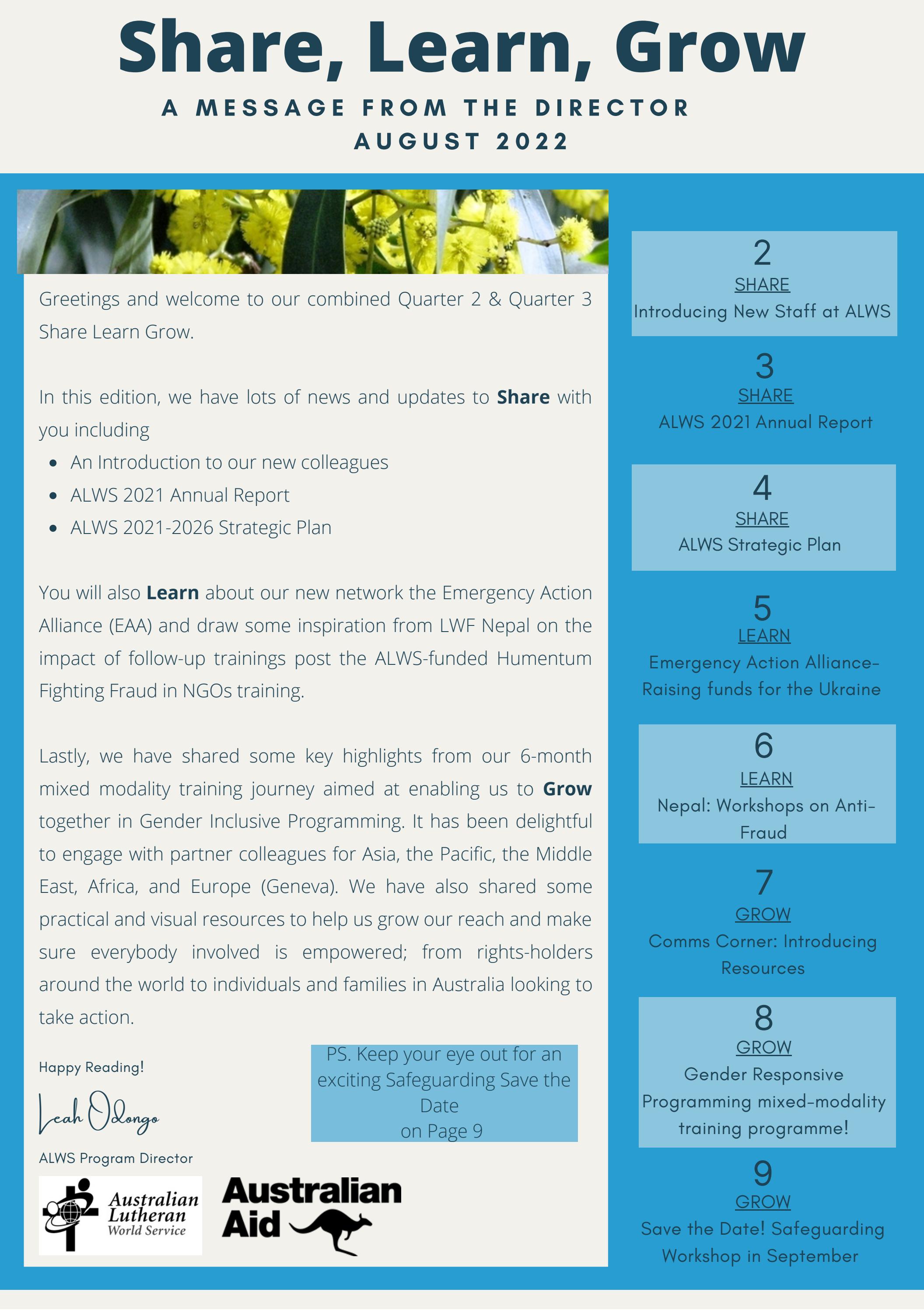 Share Learn Grow August 2022 by australianlutheranworldservice - Issuu