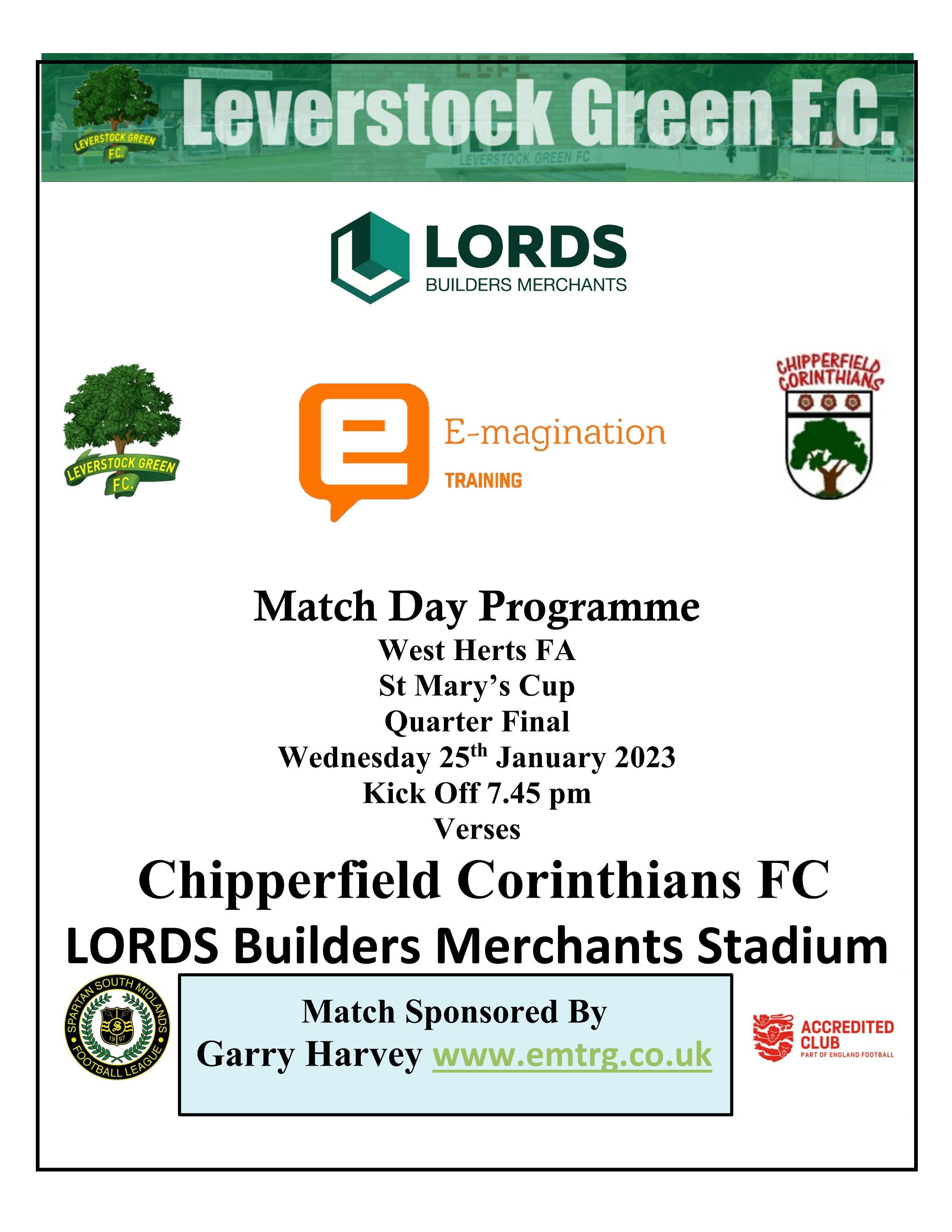 Leverstock Green FC Programme vs Chipperfield Cor by Leverstock Green ...
