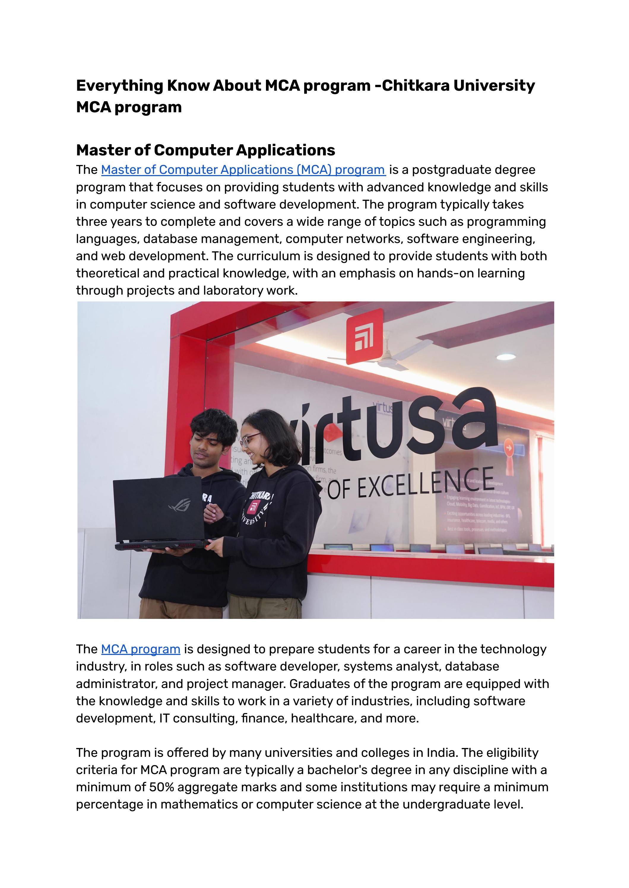 Master of Computer Applications program by Chitkara University - Issuu