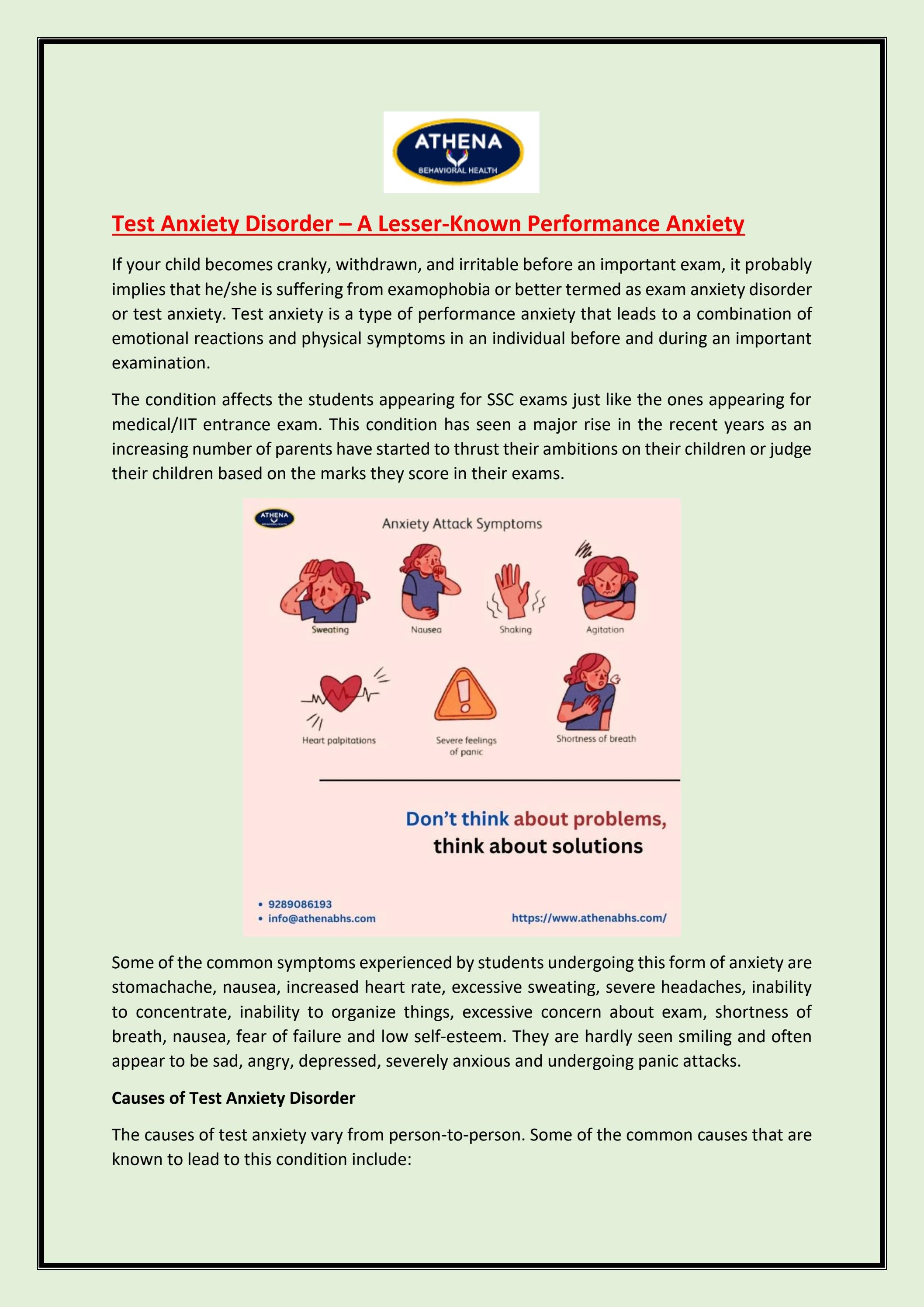Test Anxiety Symptoms