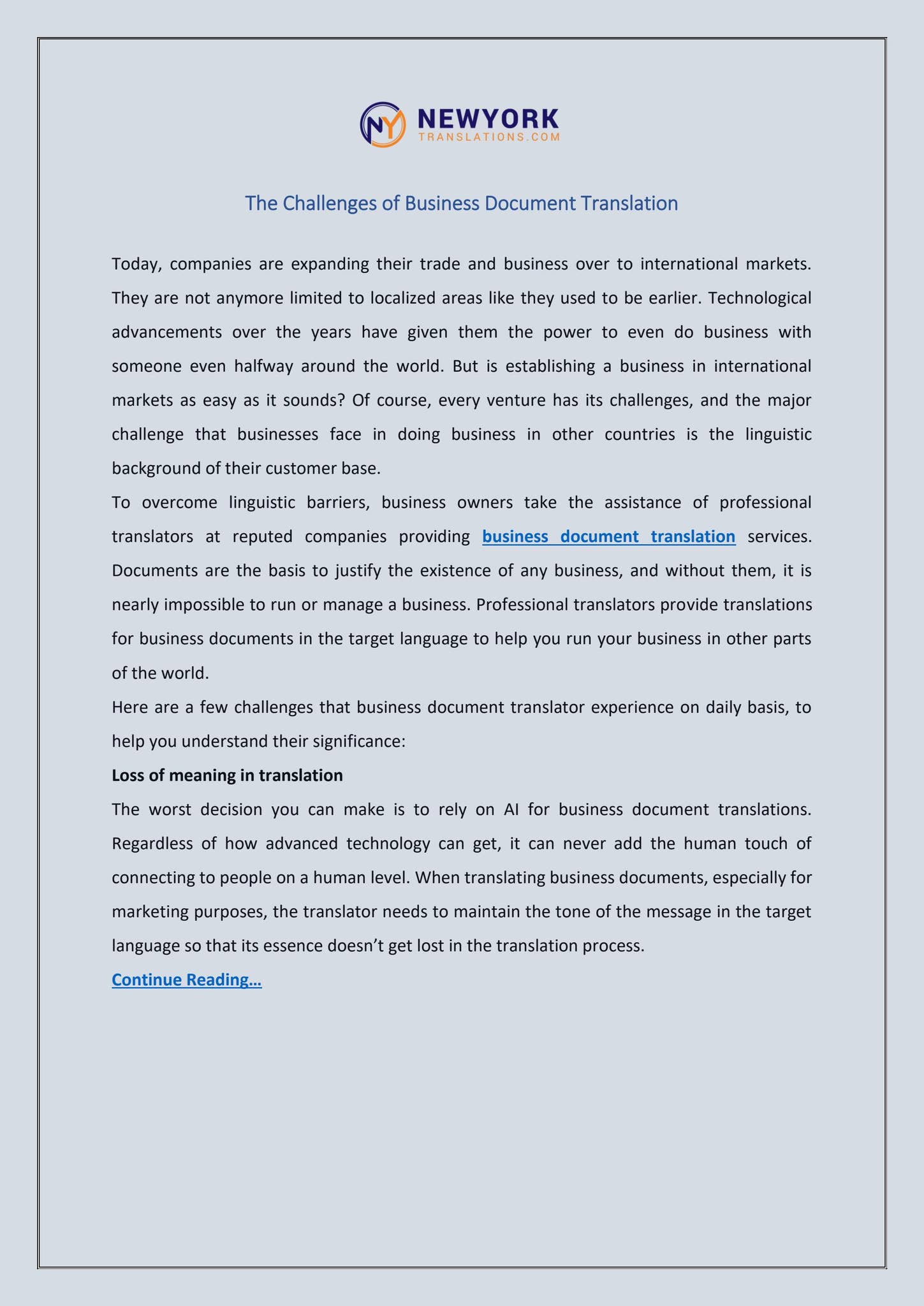 The Challenges of Business Document Translation by newyorktranslations ...