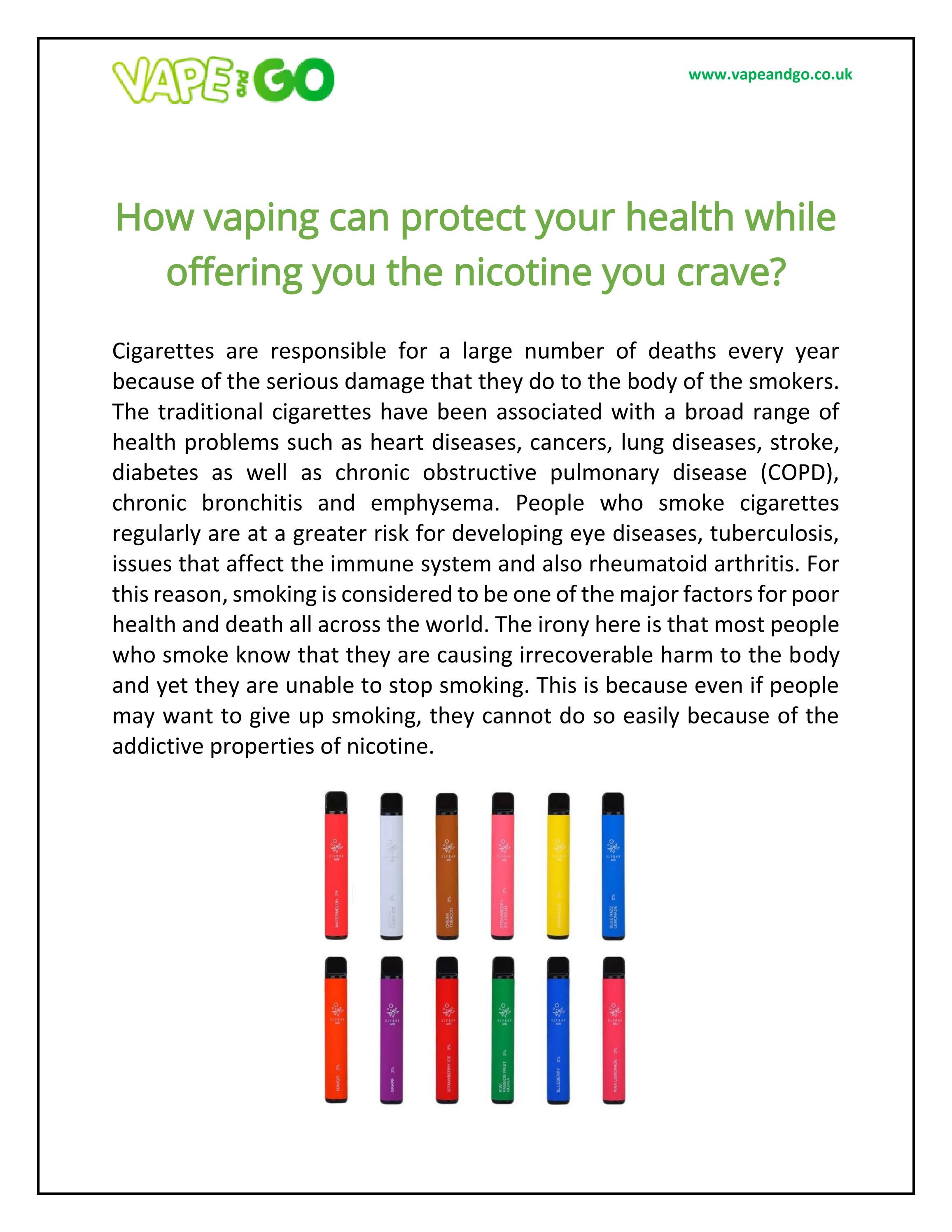 How vaping can protect your health while offering you the nicotine you ...