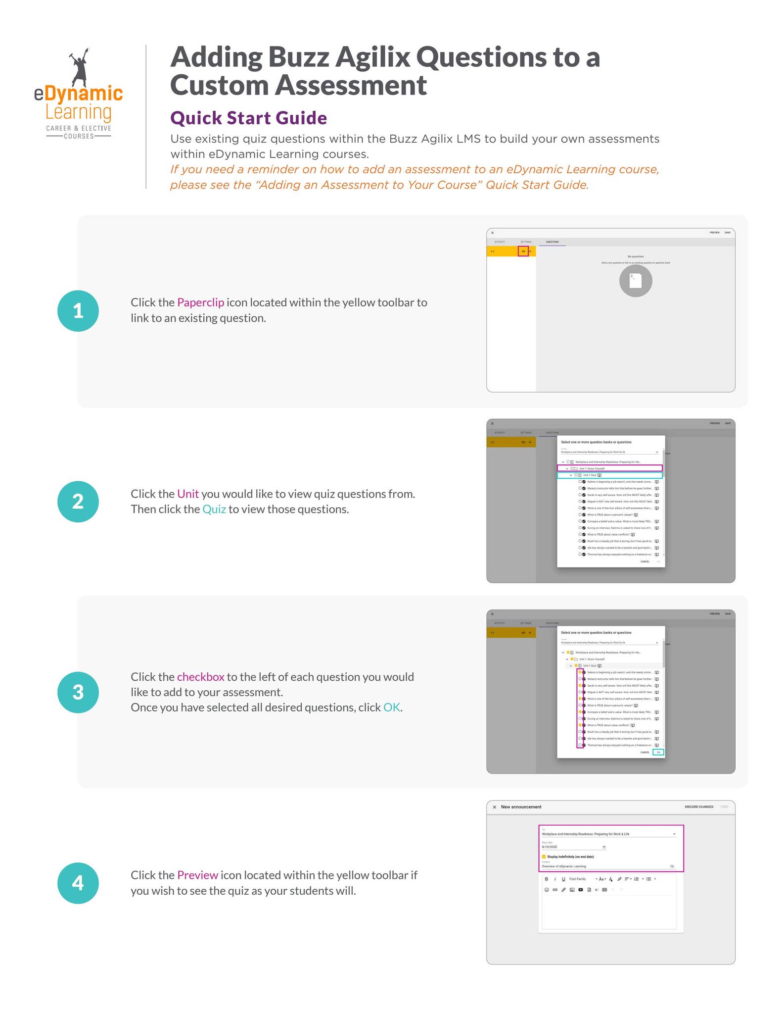 How to Guide: Adding Buzz Questions to a Custom Assessment by edynamiclearning - Issuu