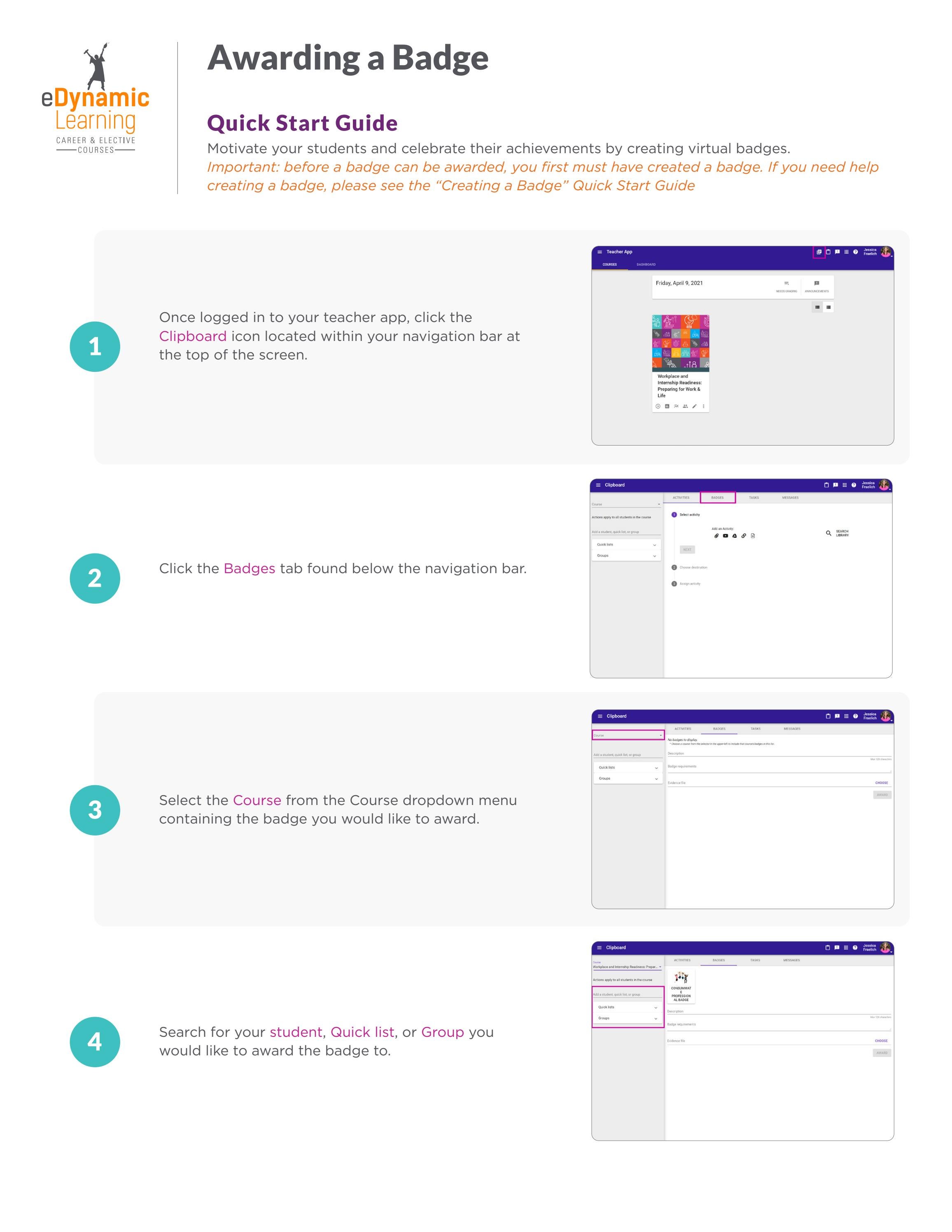 How to Guide: Awarding a Badge by edynamiclearning - Issuu