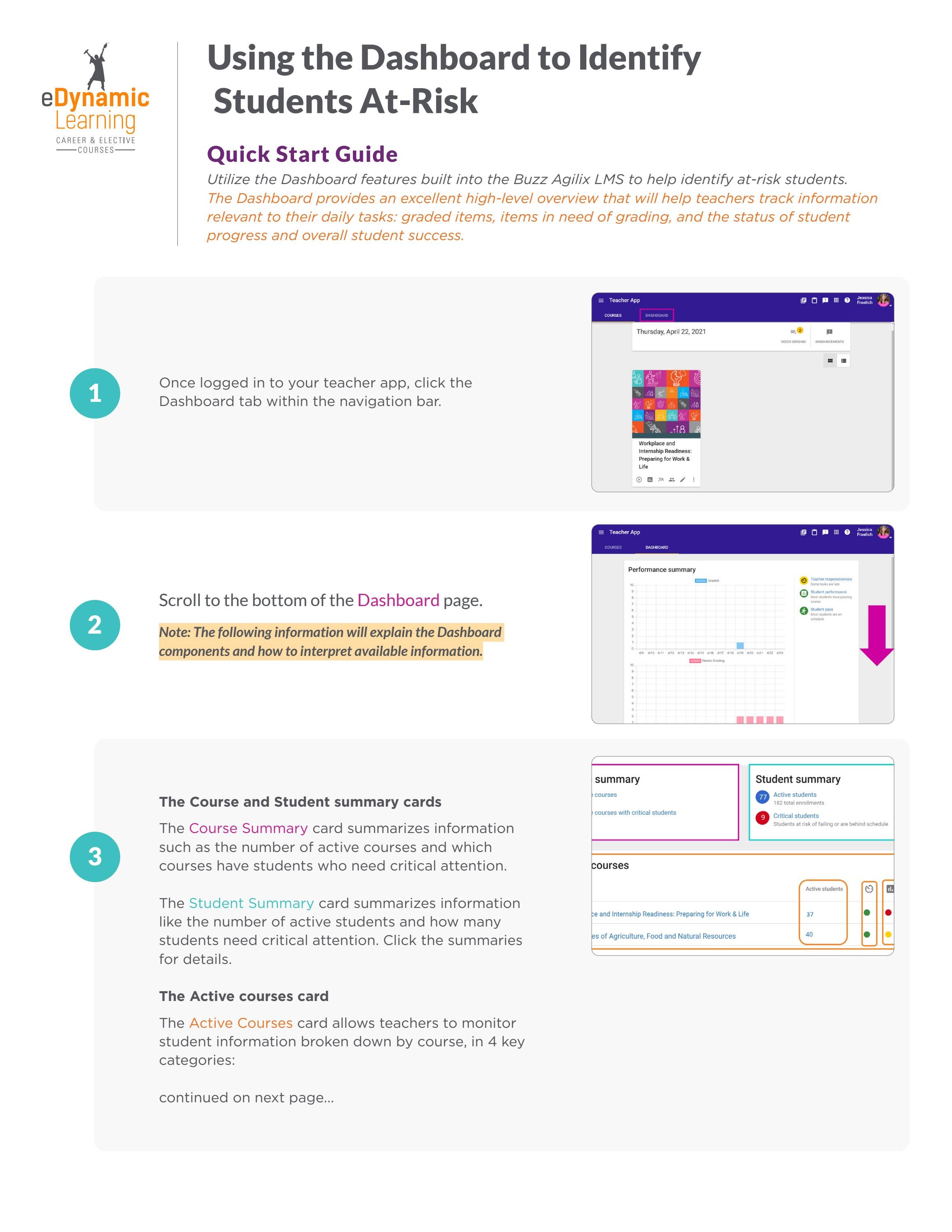 How to Guide: Using the Dashboard to Identify Students At Risk by edynamiclearning - Issuu