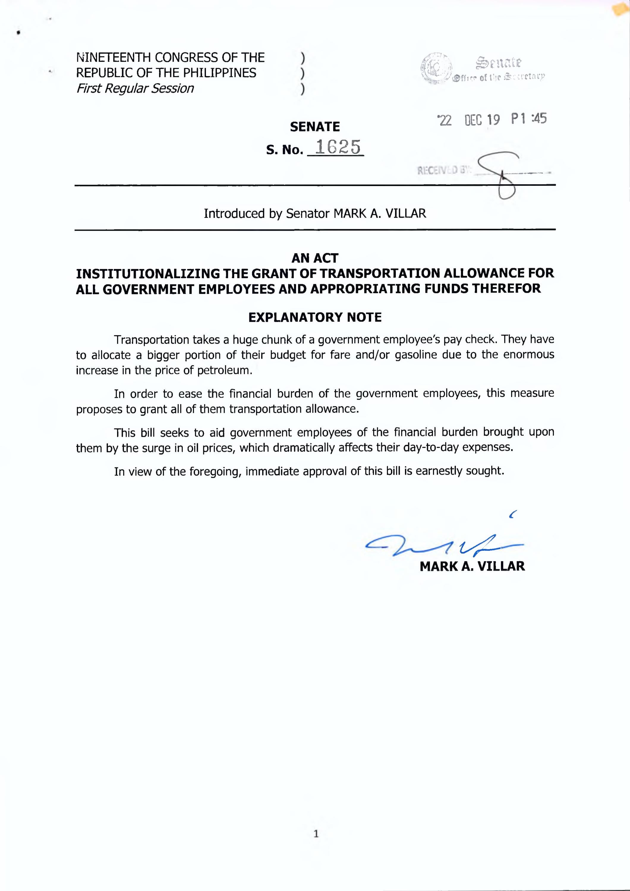 Transportation allowance for all government employees by myinquirer ...