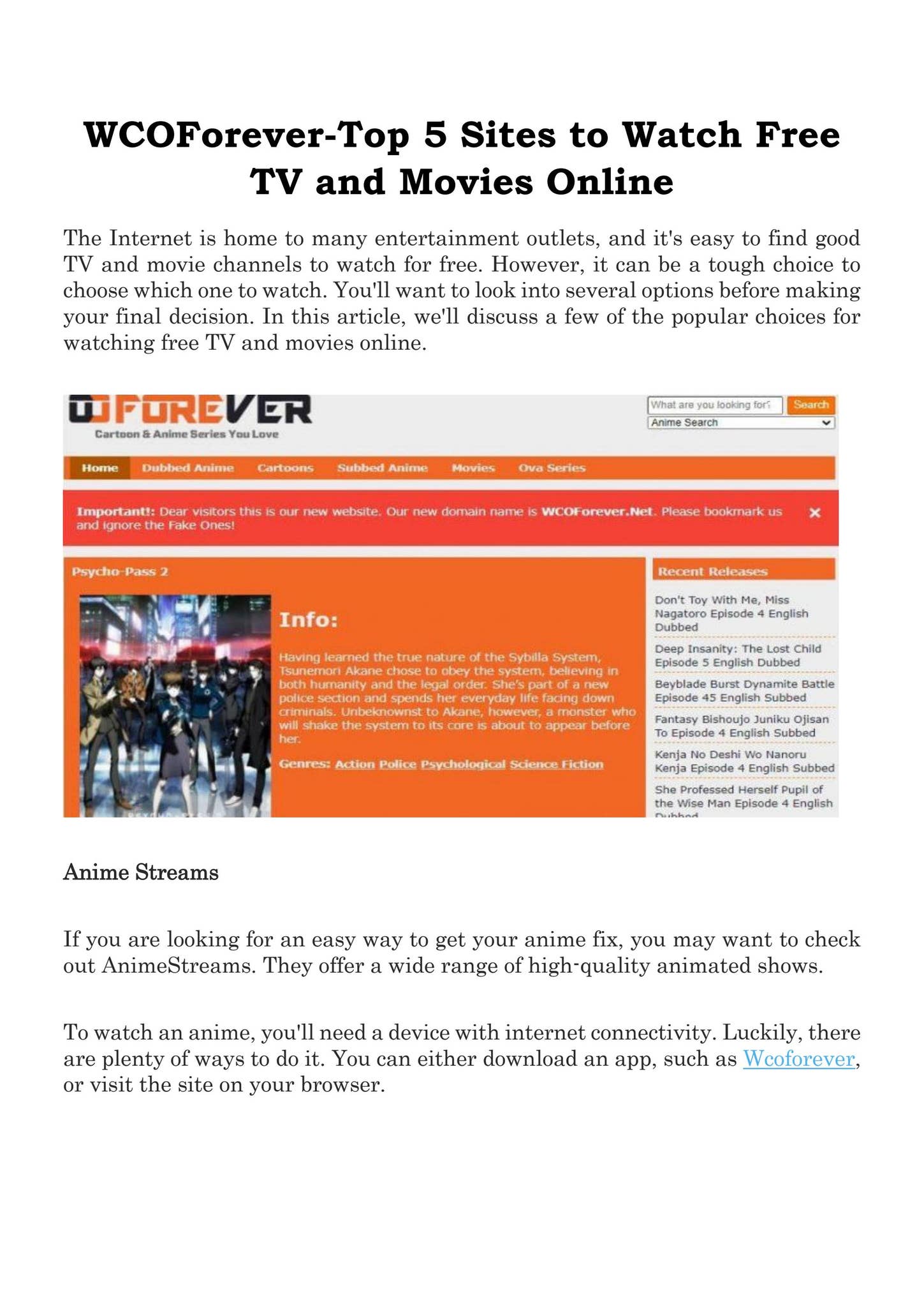 WCOForever-Top 5 Sites to Watch Free TV and Movies Online by smith ...