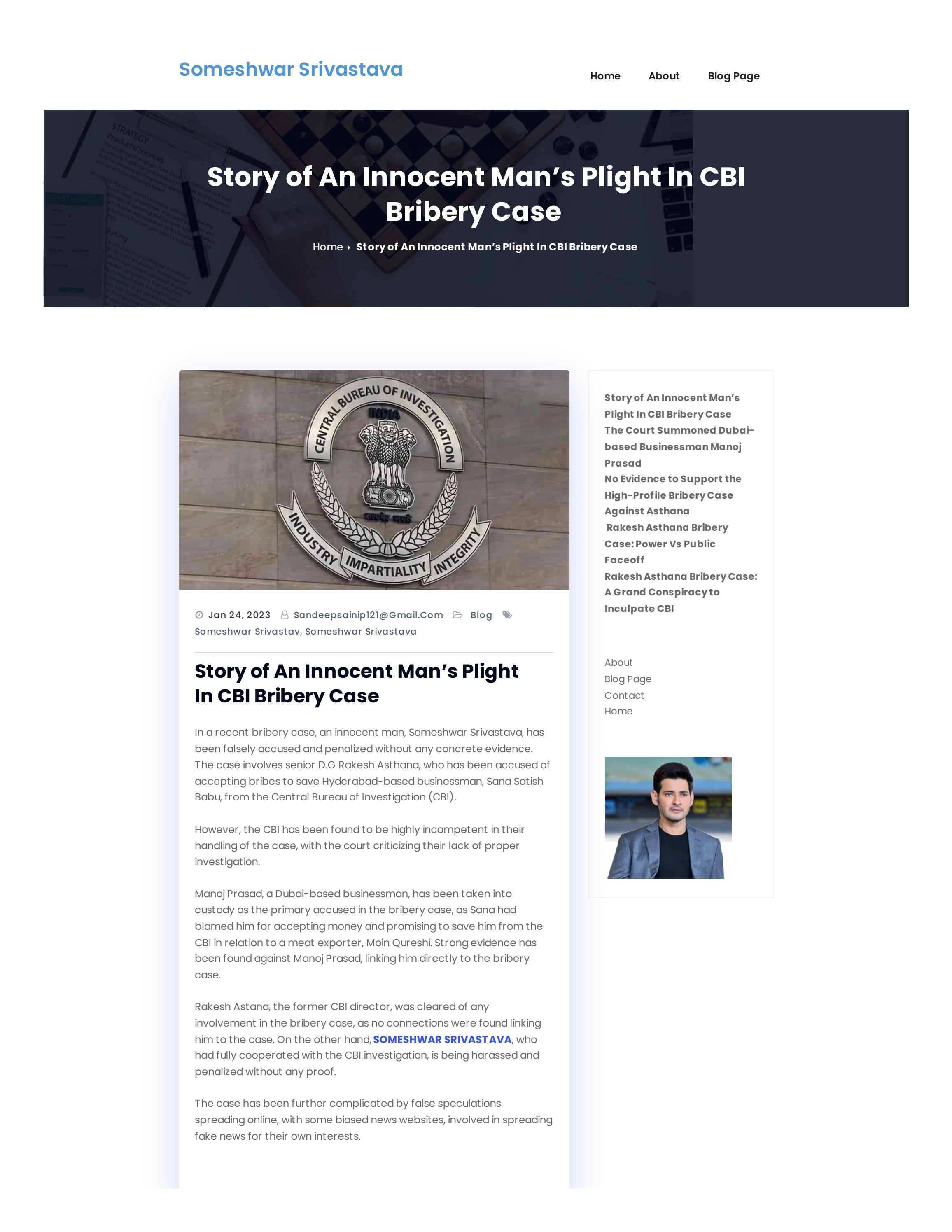 Story of An Innocent Man’s Plight In CBI Bribery Case by Someshwar ...