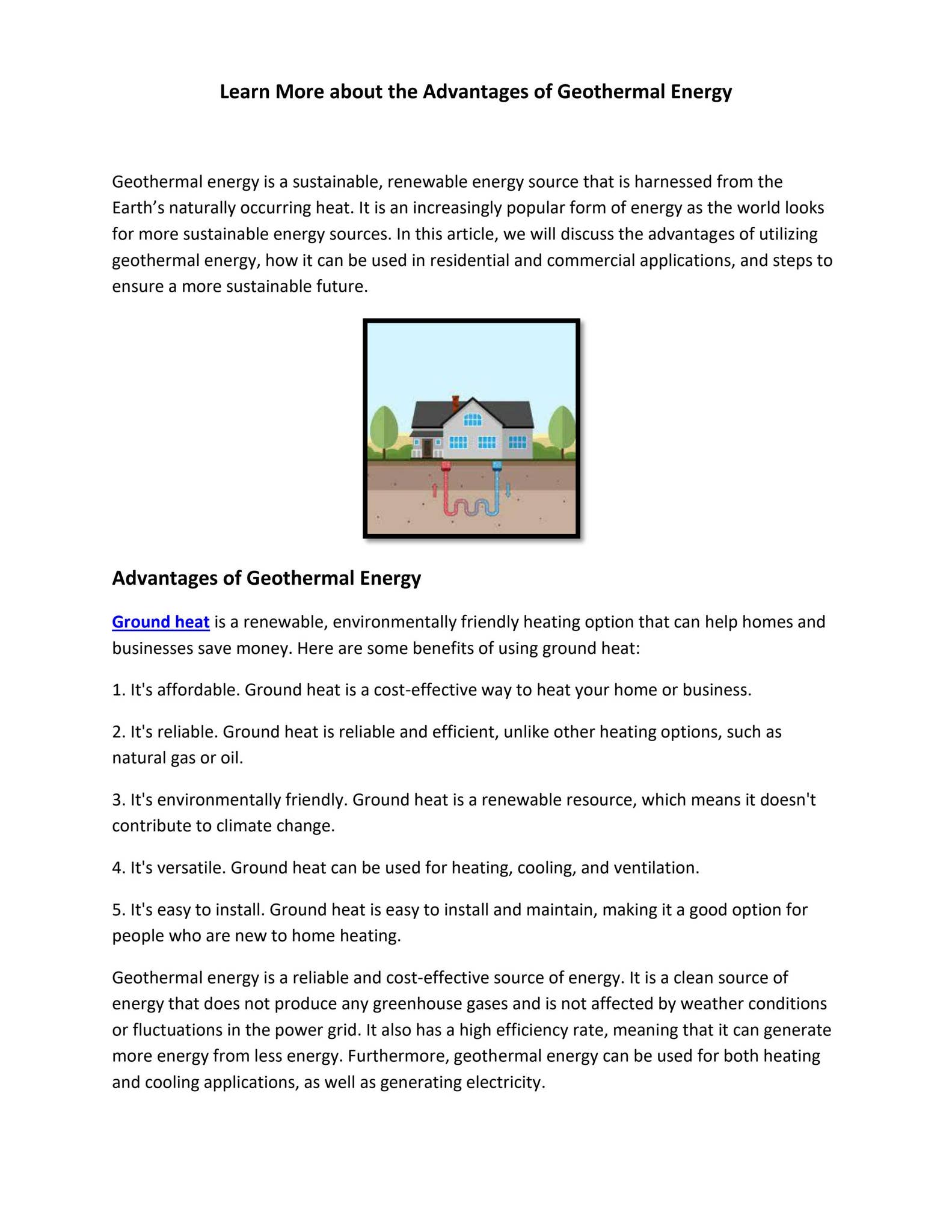 Learn More about the Advantages of Geothermal Energy by groundheatON ...