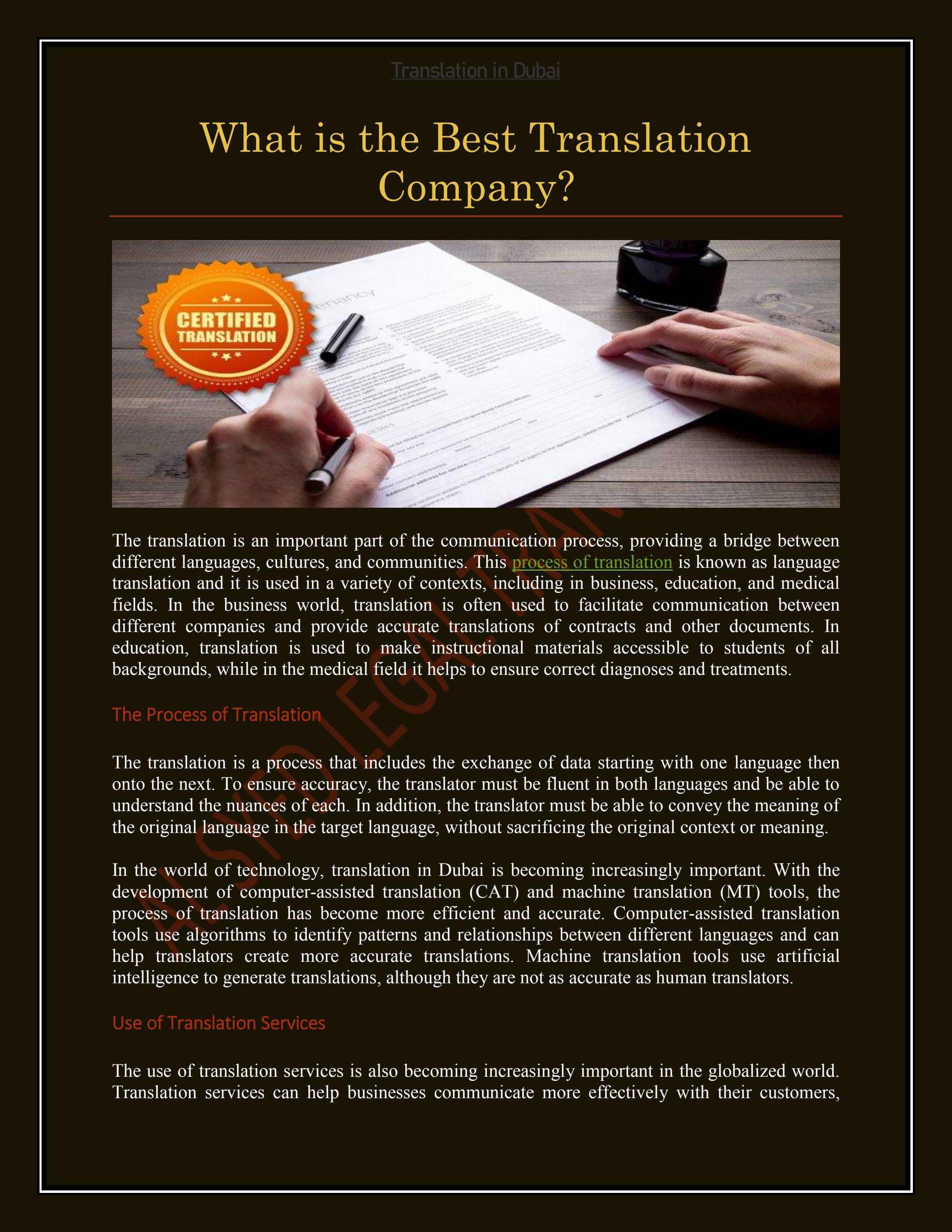 What is the Best Translation Company? by TranslatesDubai - Issuu