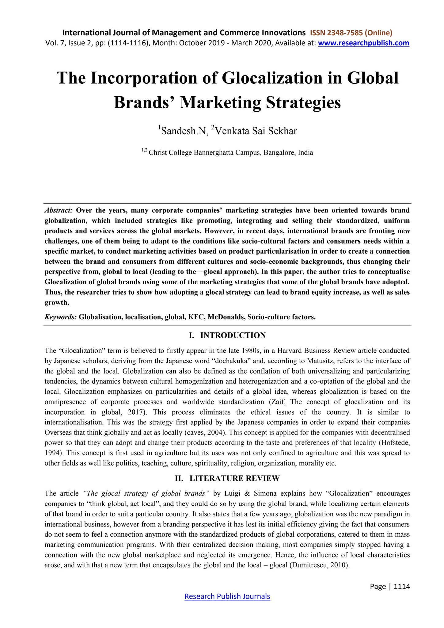 The Incorporation of Glocalization in Global Brands’ Marketing ...