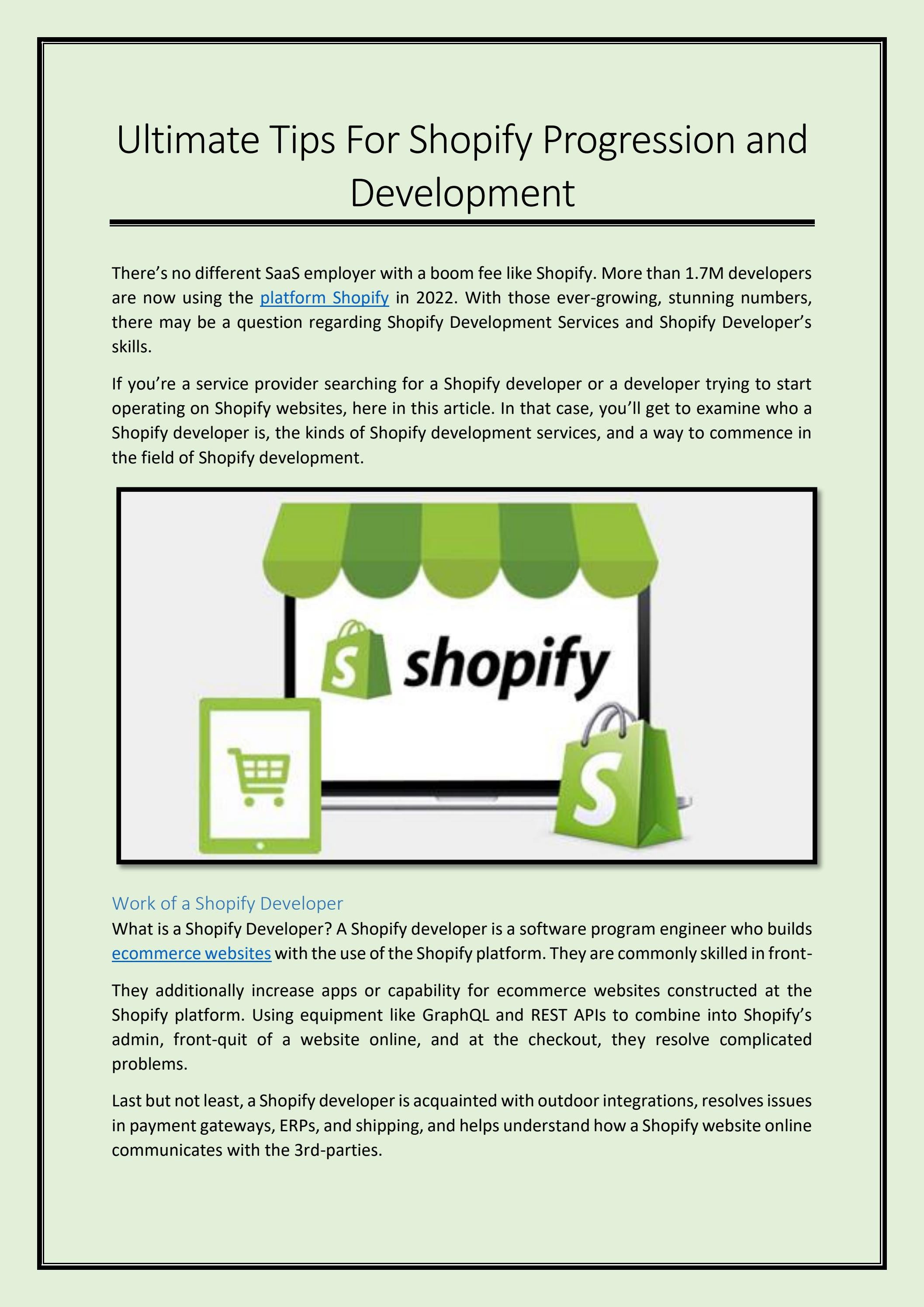 Ultimate Tips For Shopify Progression and Development by nerderdigital ...