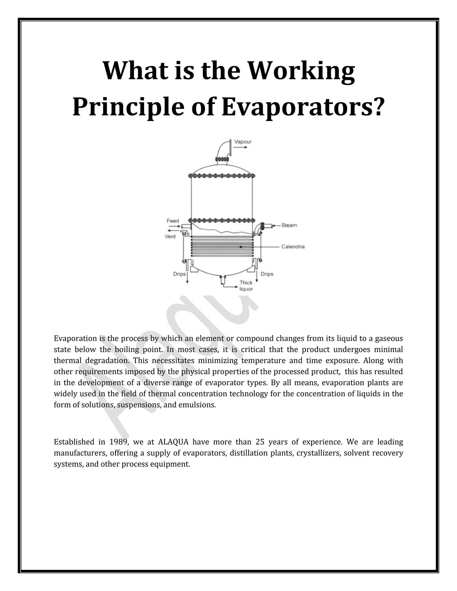 What is the Working Principle of Evaporators? by Alaqua, Inc ...