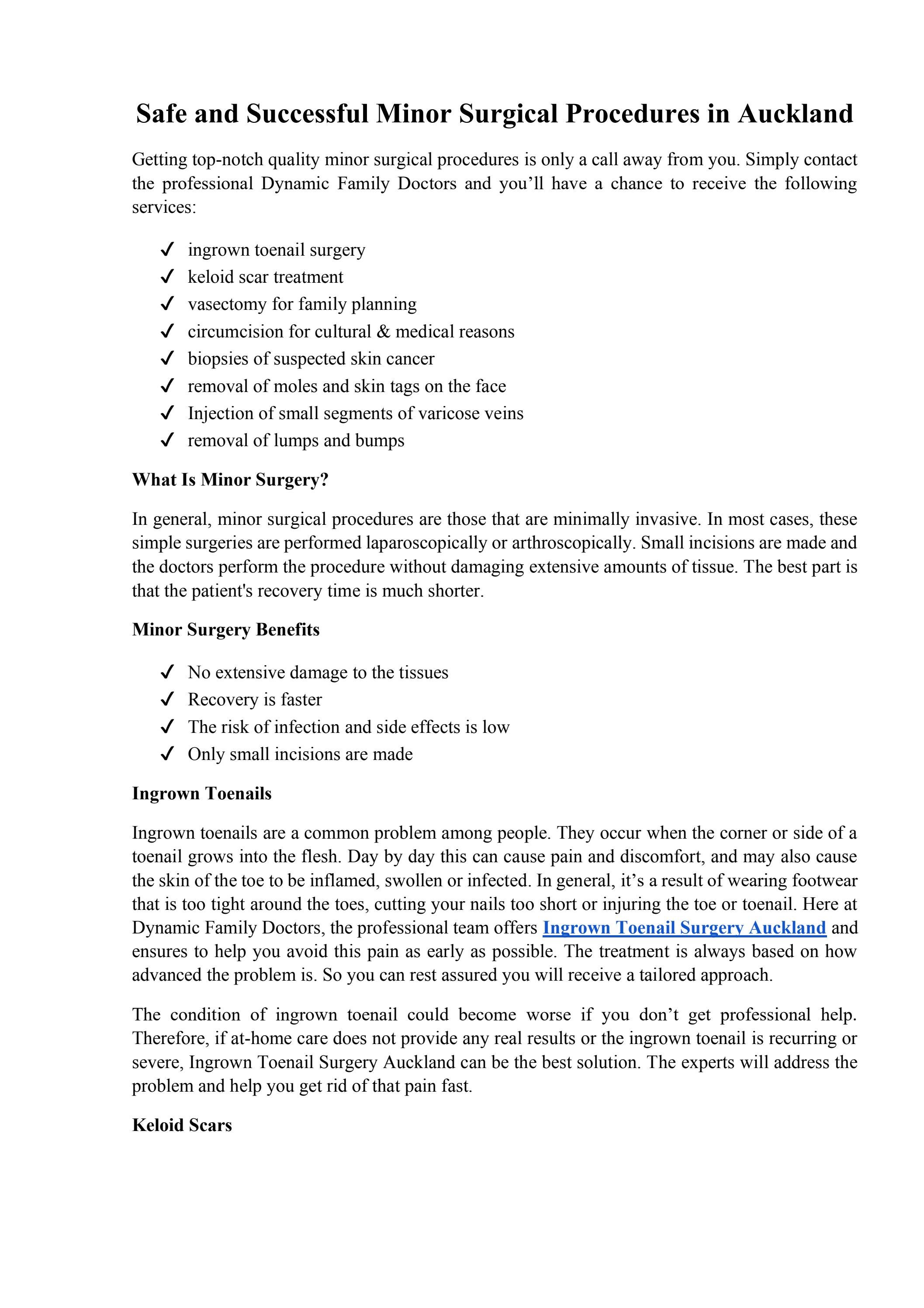 Safe and Successful Minor Surgical Procedures in Auckland by Dynamic ...