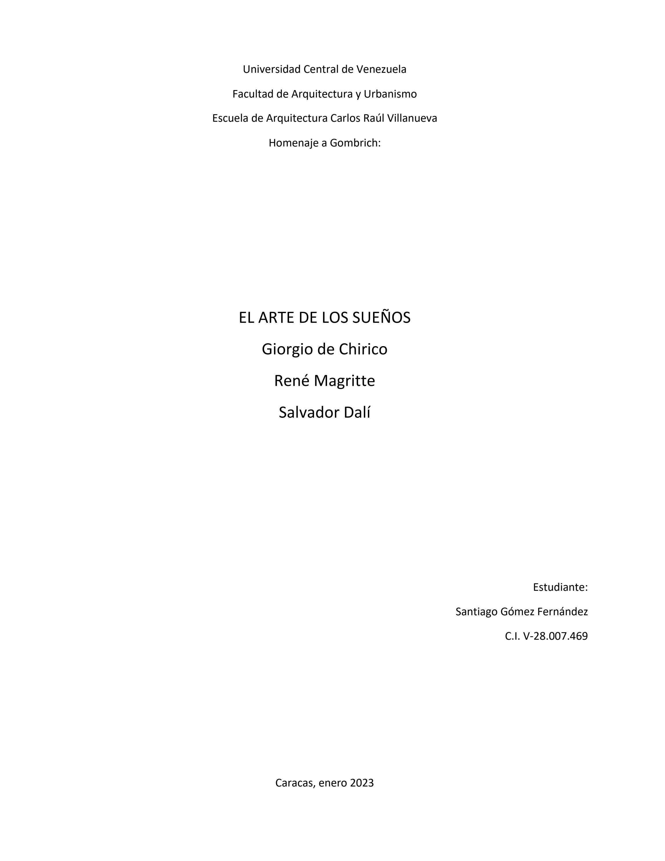 El Arte de los Sueños: Giorgio de Chirico, René Magritte, Salvador Dalí ...