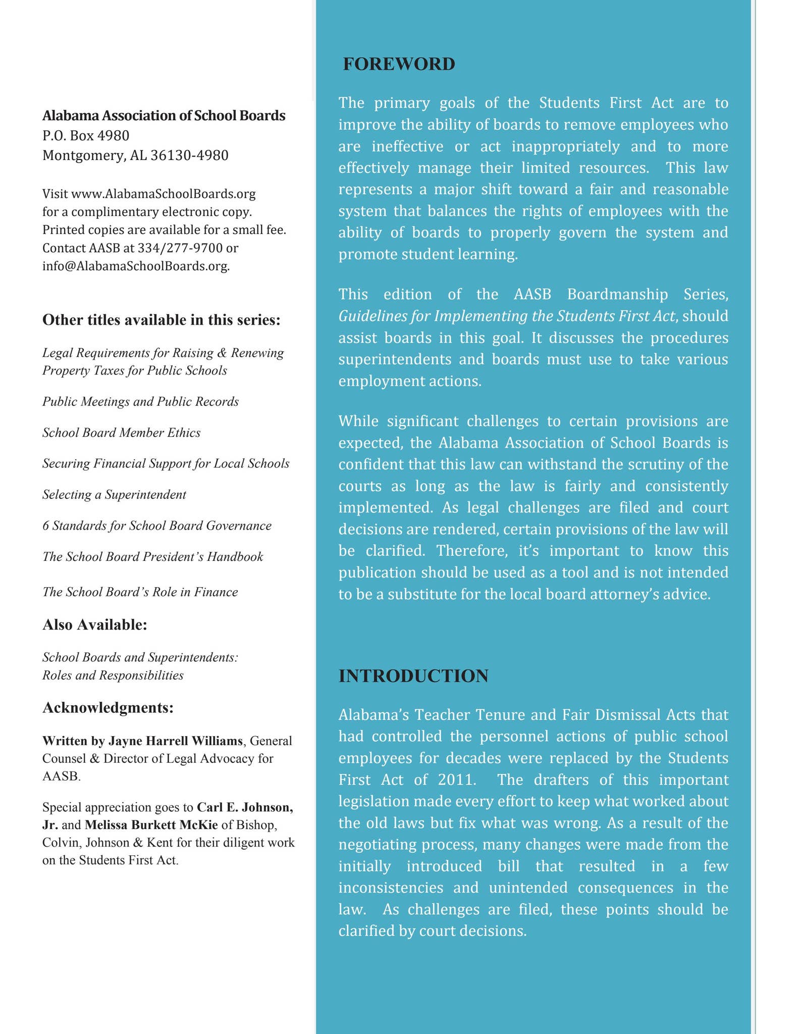 Guidelines for Implementing The Students First Act by Alabama ...