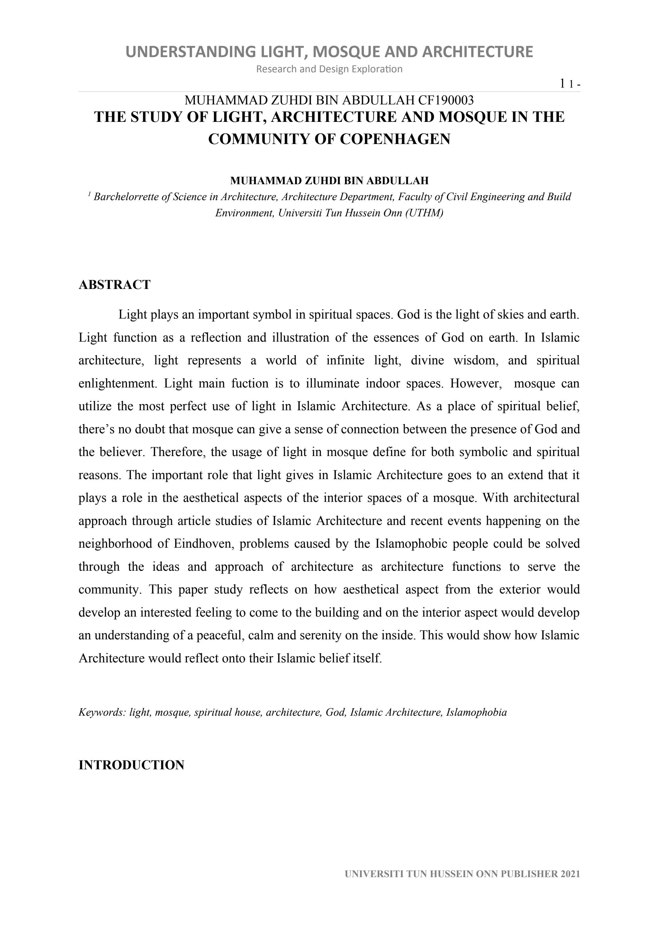 The study of light,architecture and spaces by Zuhdi Abdullah - Issuu