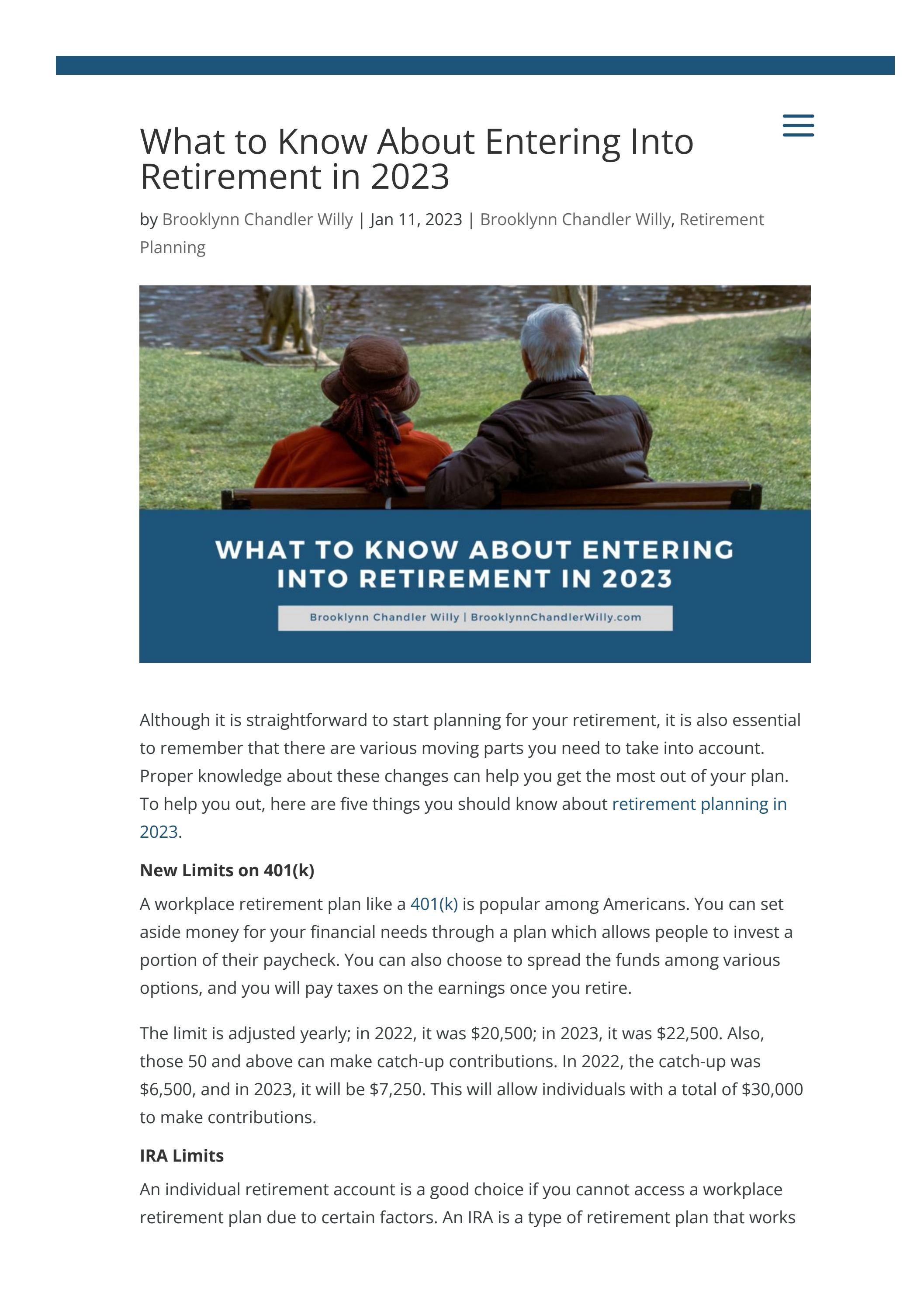 What to Know About Entering Into Retirement in 2023 | Brooklynn ...