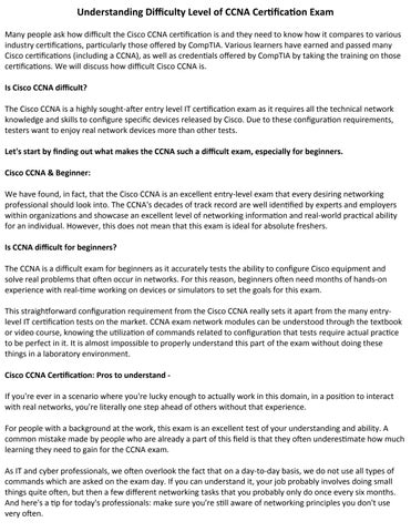 About CISCO CCNA Certification Exam by VinsysIT1 - Issuu