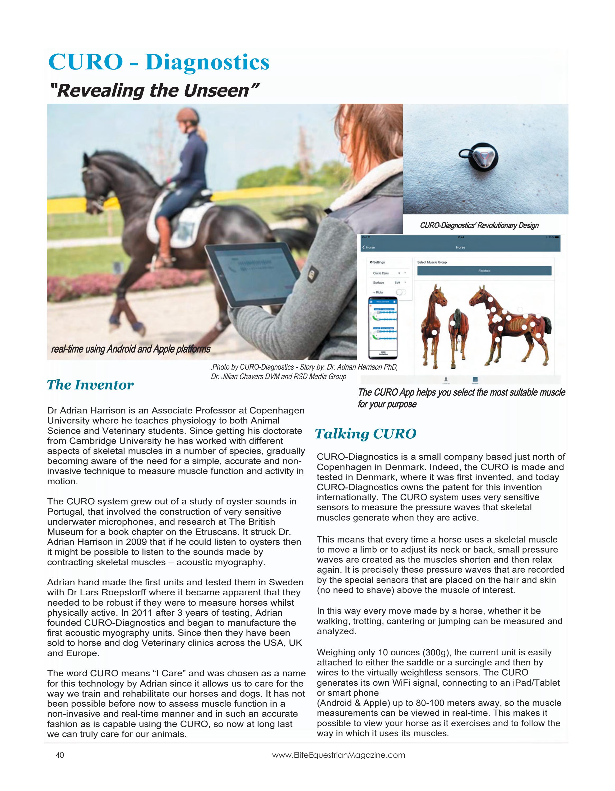 CURO MKII Wireless and completely portable diagnostic technology for Equine by Elite Equestrian ...