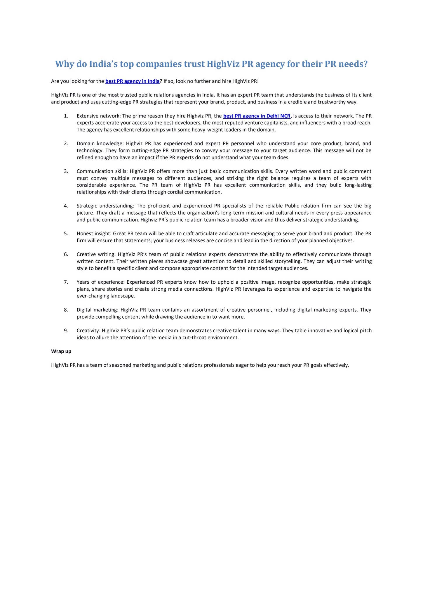 Why do India’s top companies trust HighViz PR agency for their PR needs? by amritawalia21 - Issuu