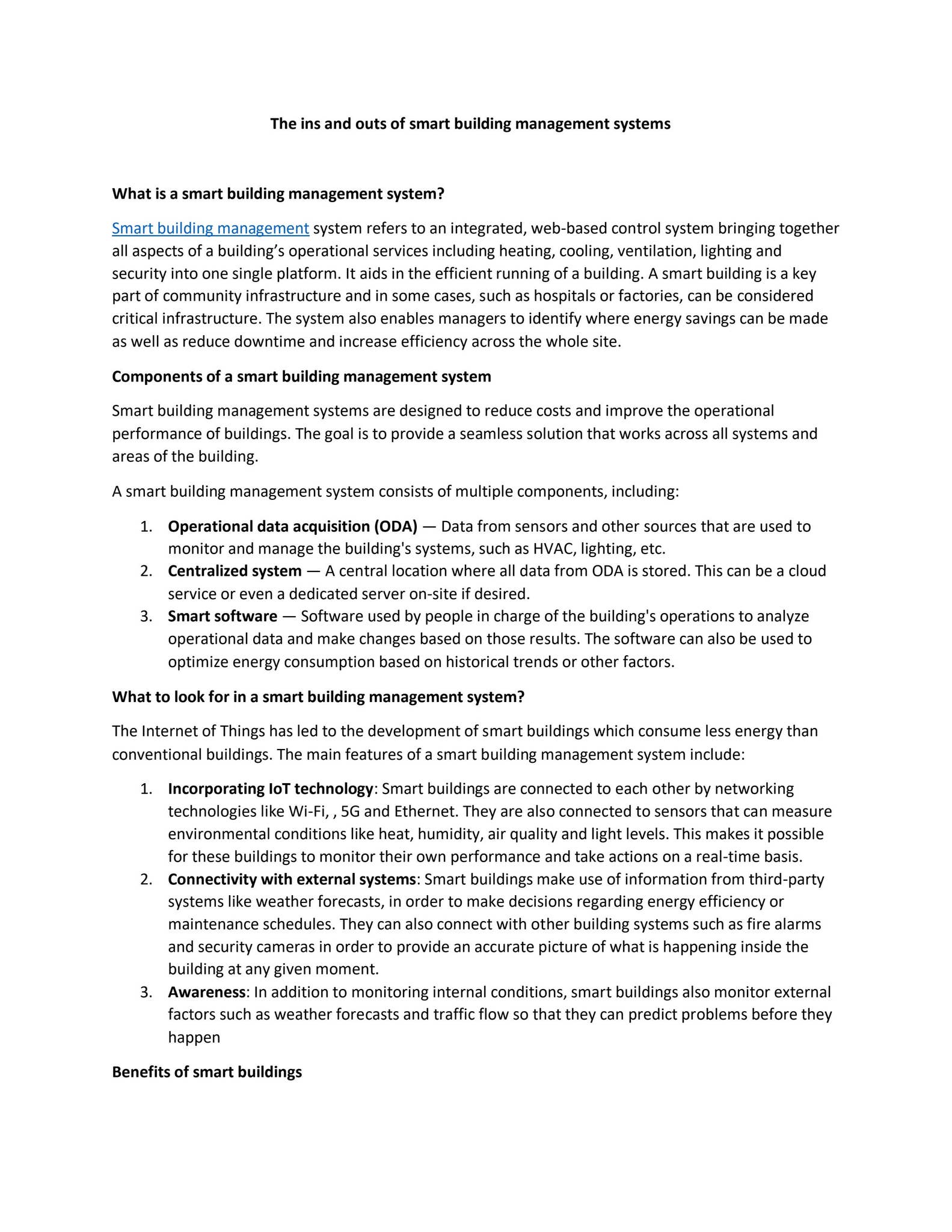The ins and outs of smart building management systems by Messung Bacd ...