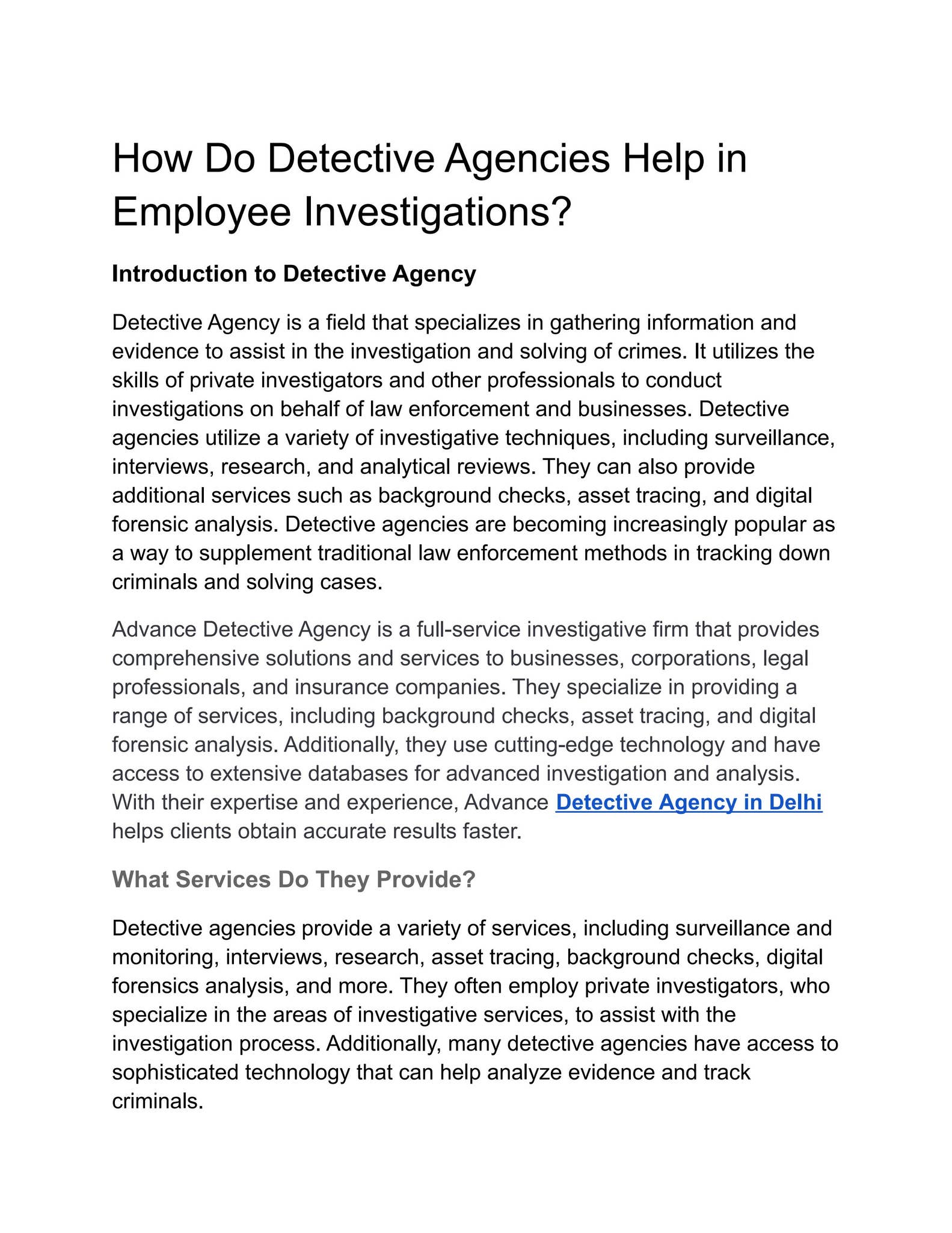 How Do Detective Agencies Help in Employee Investigations? by Advance ...
