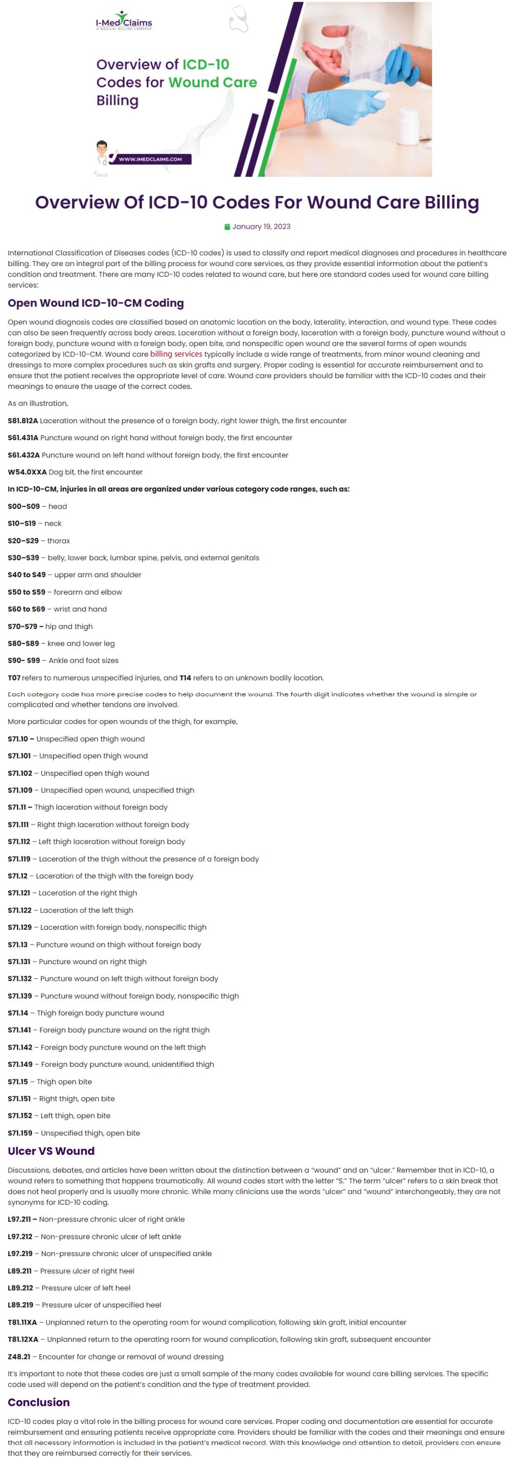 Overview Of ICD 10 Codes For Wound Care Billing By Alex Richardson Issuu