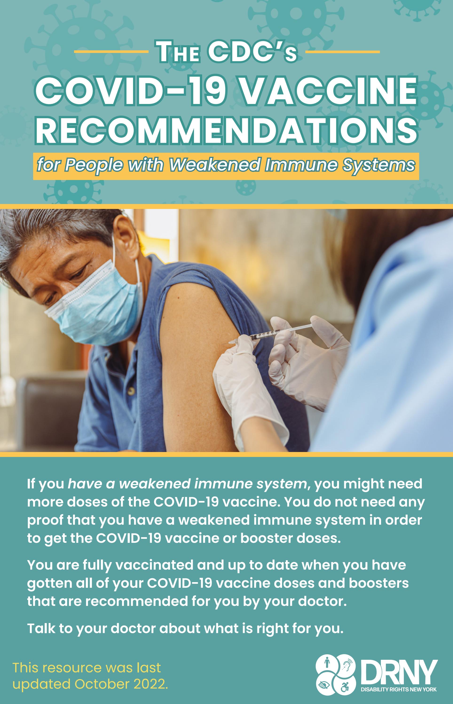 The CDC's COVID-19 Vaccine Recommendations for People with Weakened ...