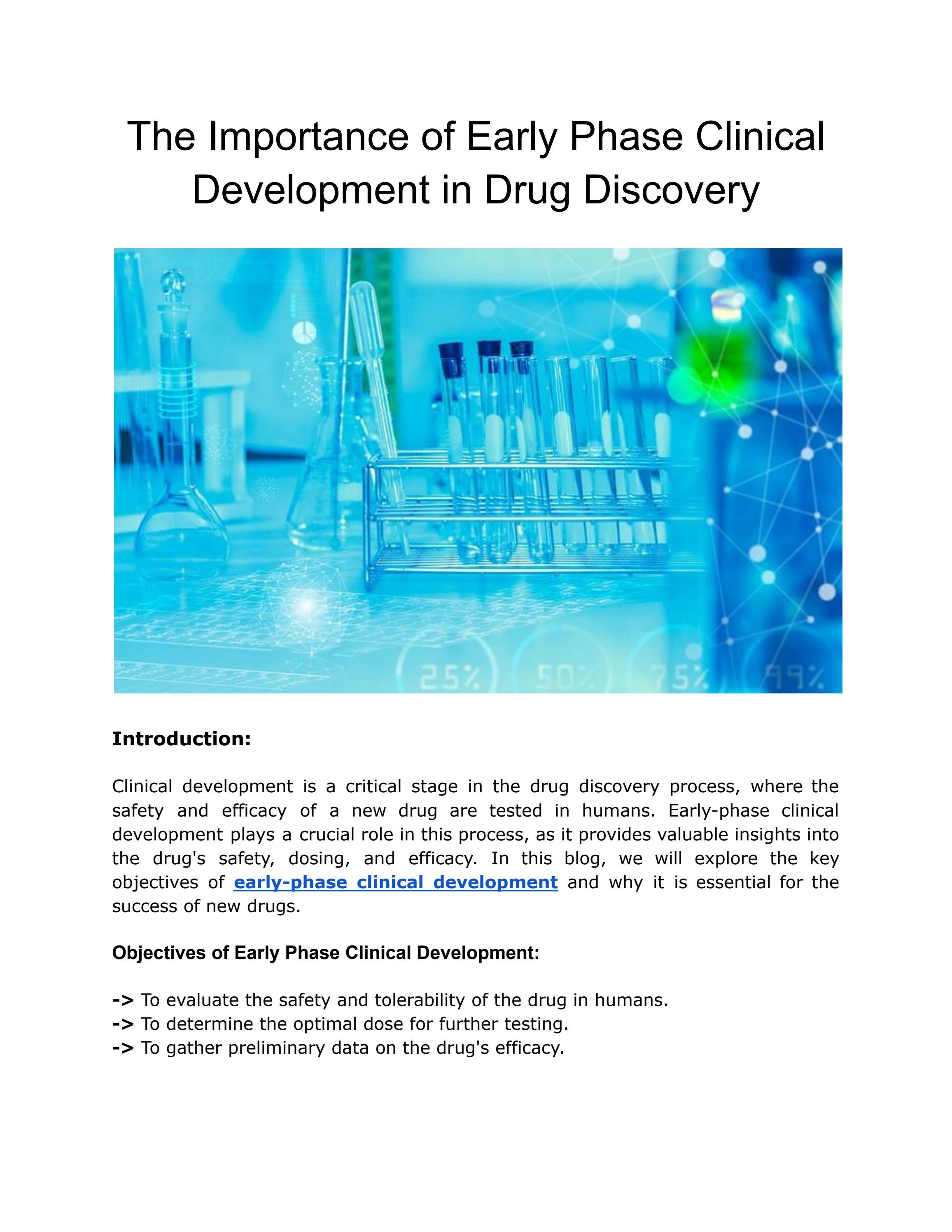 The Importance of Early Phase Clinical Development in Drug Discovery by ...