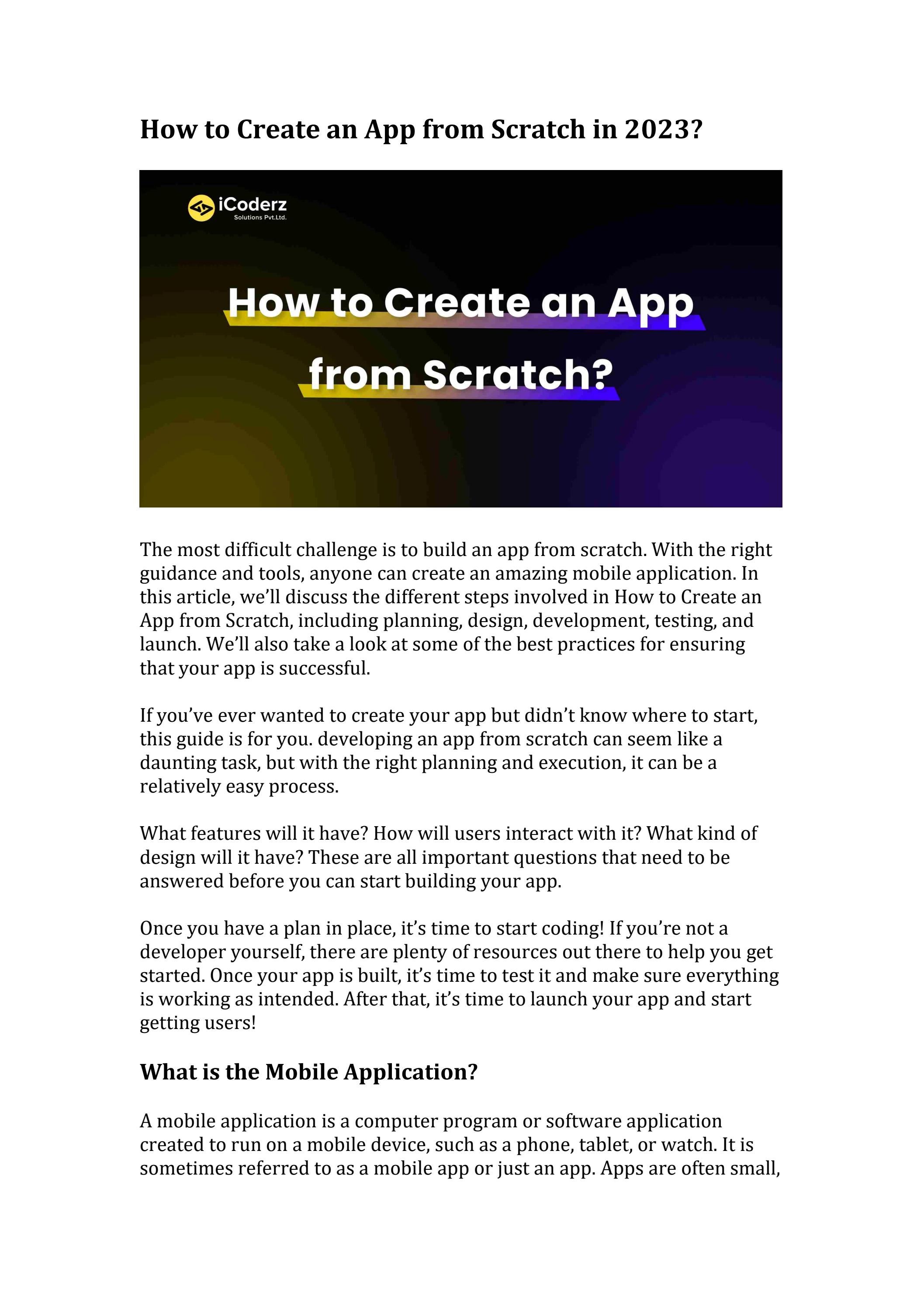 How to Create an App from Scratch in 2023? by iCoderz Solutions - Issuu