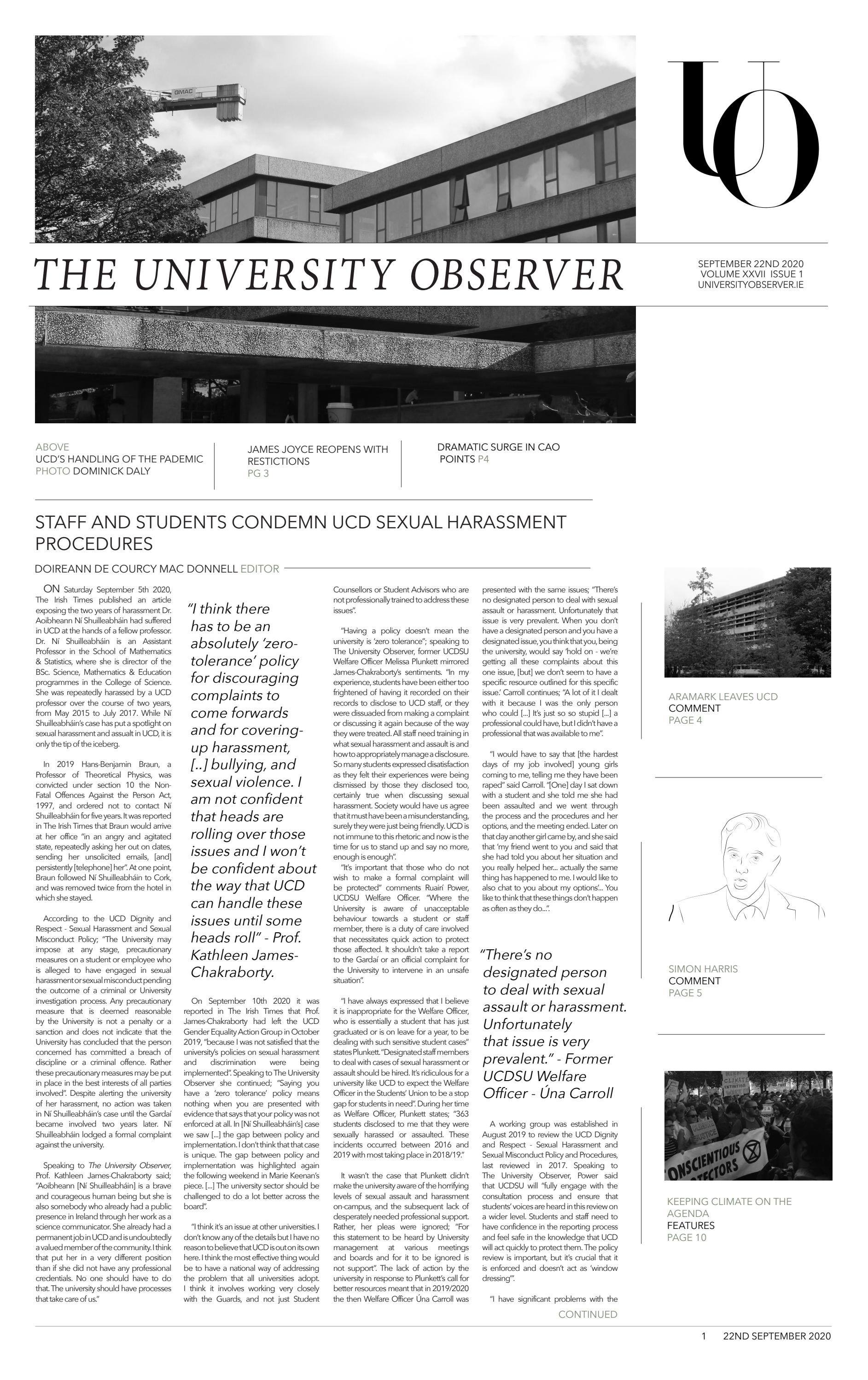 Vol. XXVII, Issue 1, UO by The University Observer - Issuu