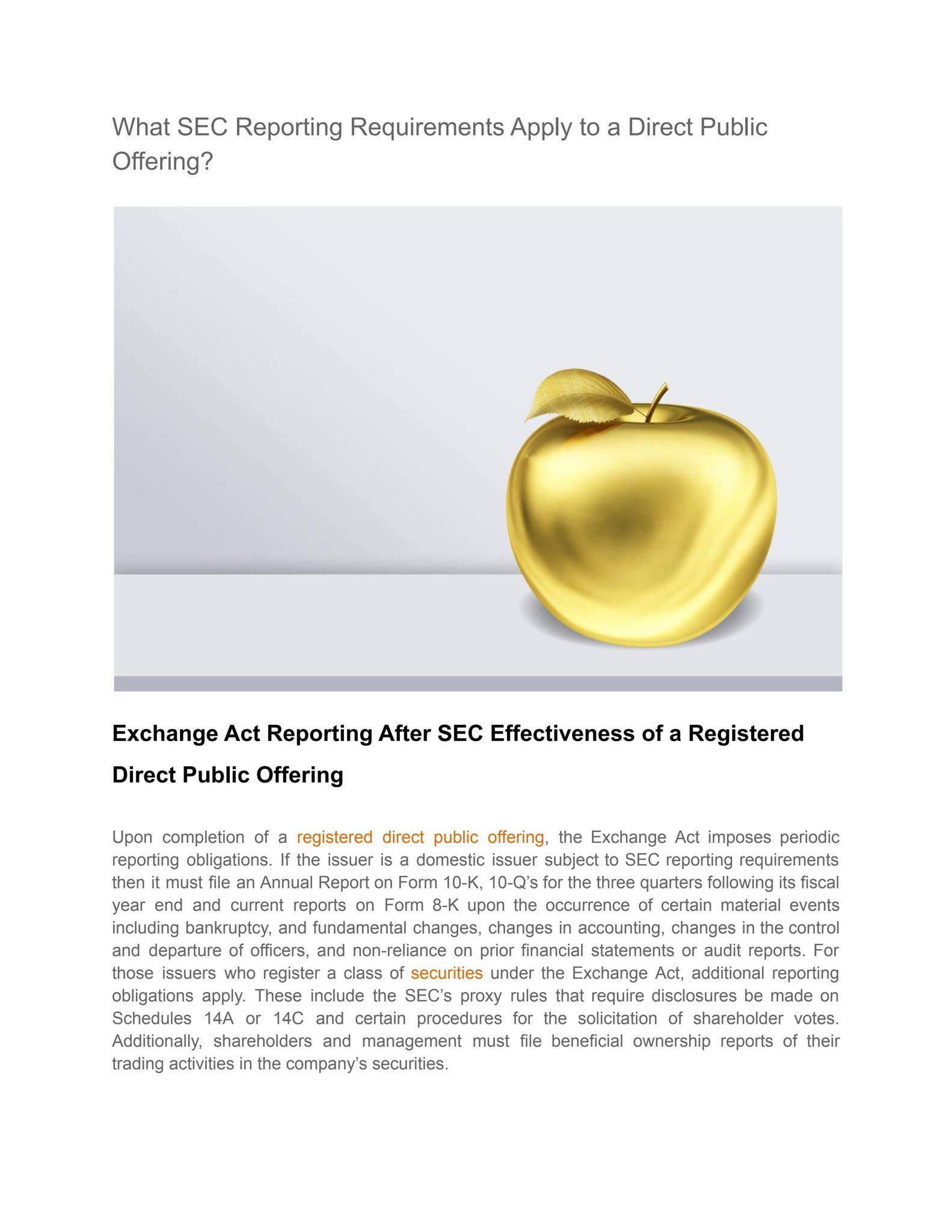 What SEC Reporting Requirements Apply to a Direct Public Offering? by ...