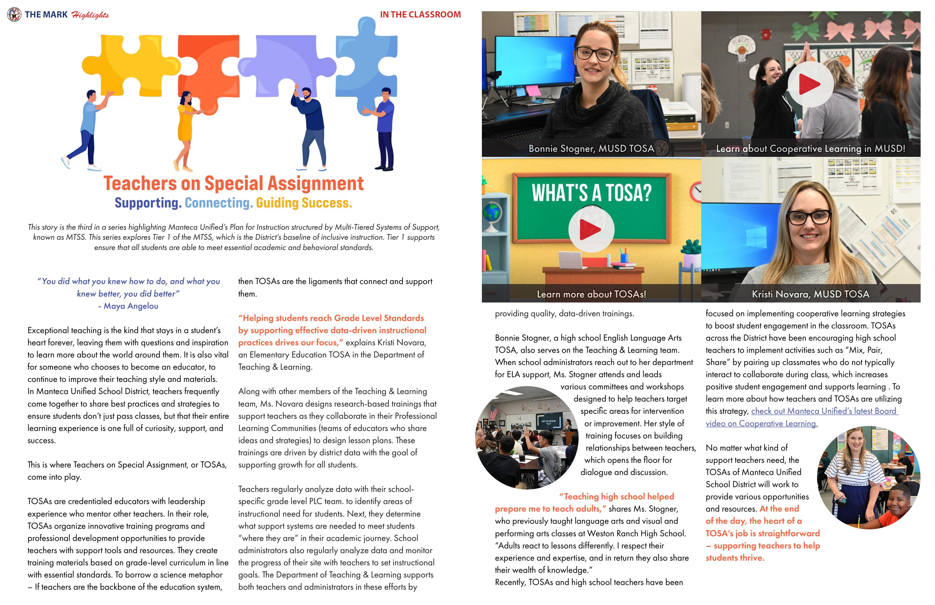 Teachers on Special Assignment|Supporting. Connecting. Guiding Success ...