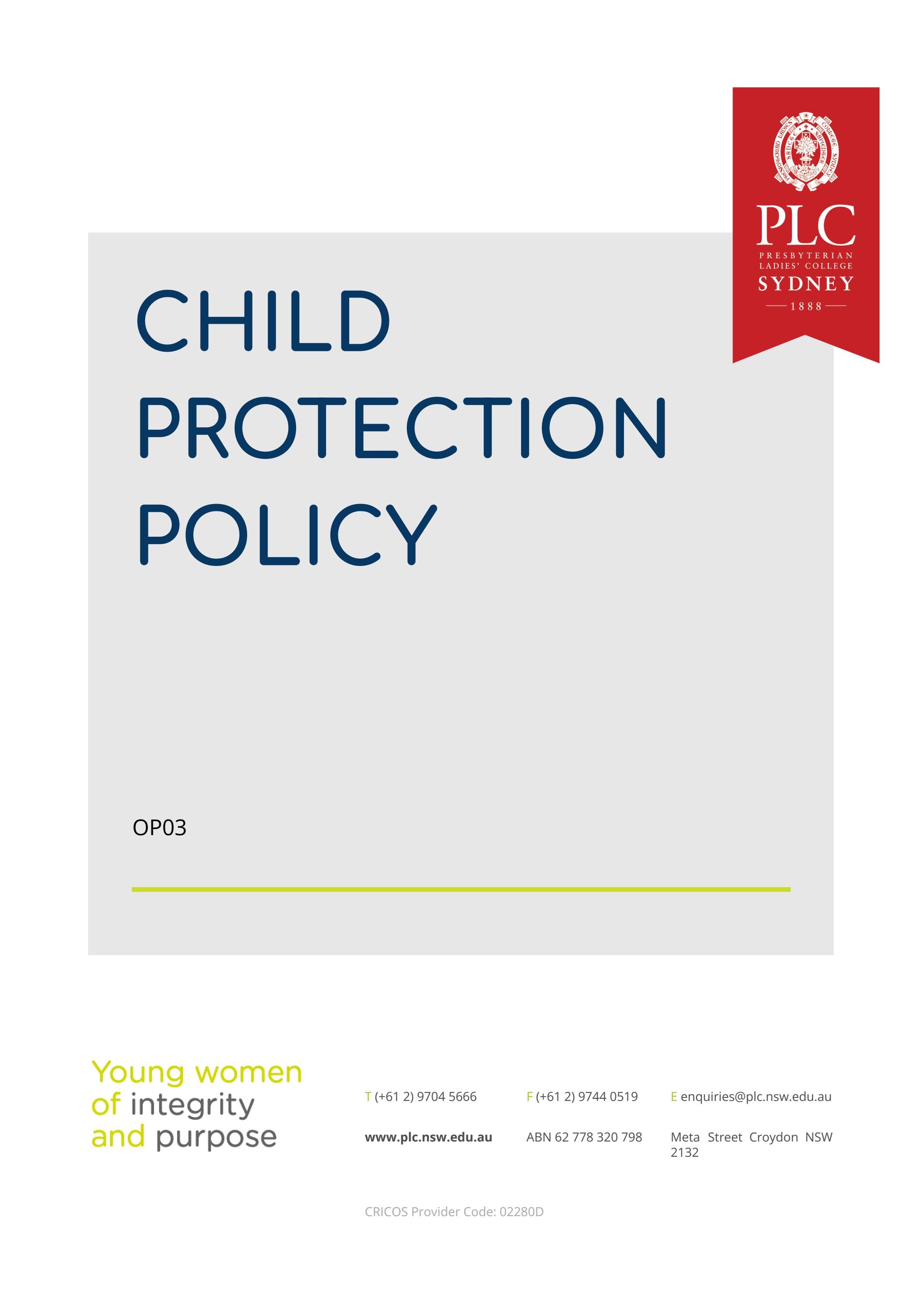 PLC Sydney Child Protection Policy 2022 by PLC Sydney - Issuu