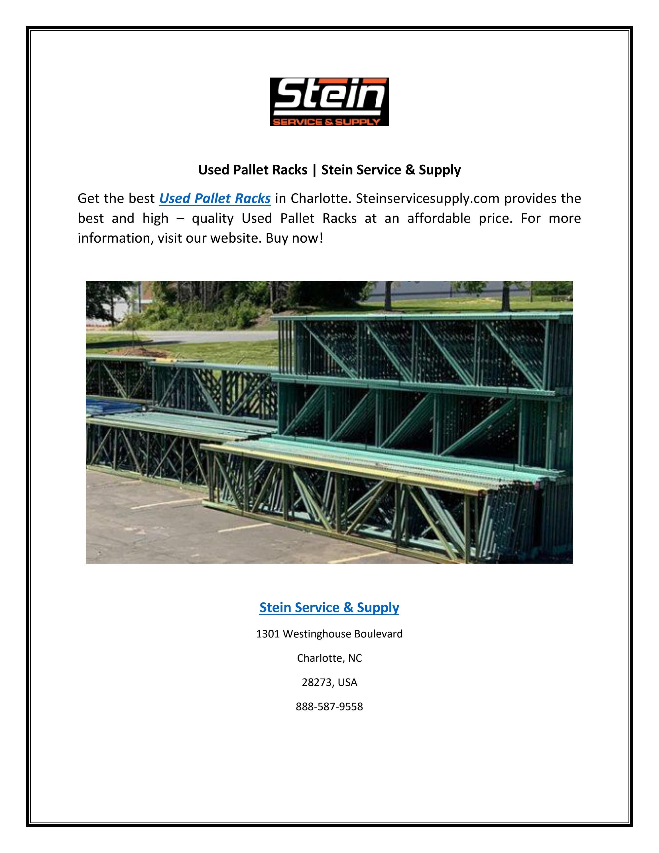 Used Pallet Racks | Stein Service & Supply by steinservicesupply01 - Issuu
