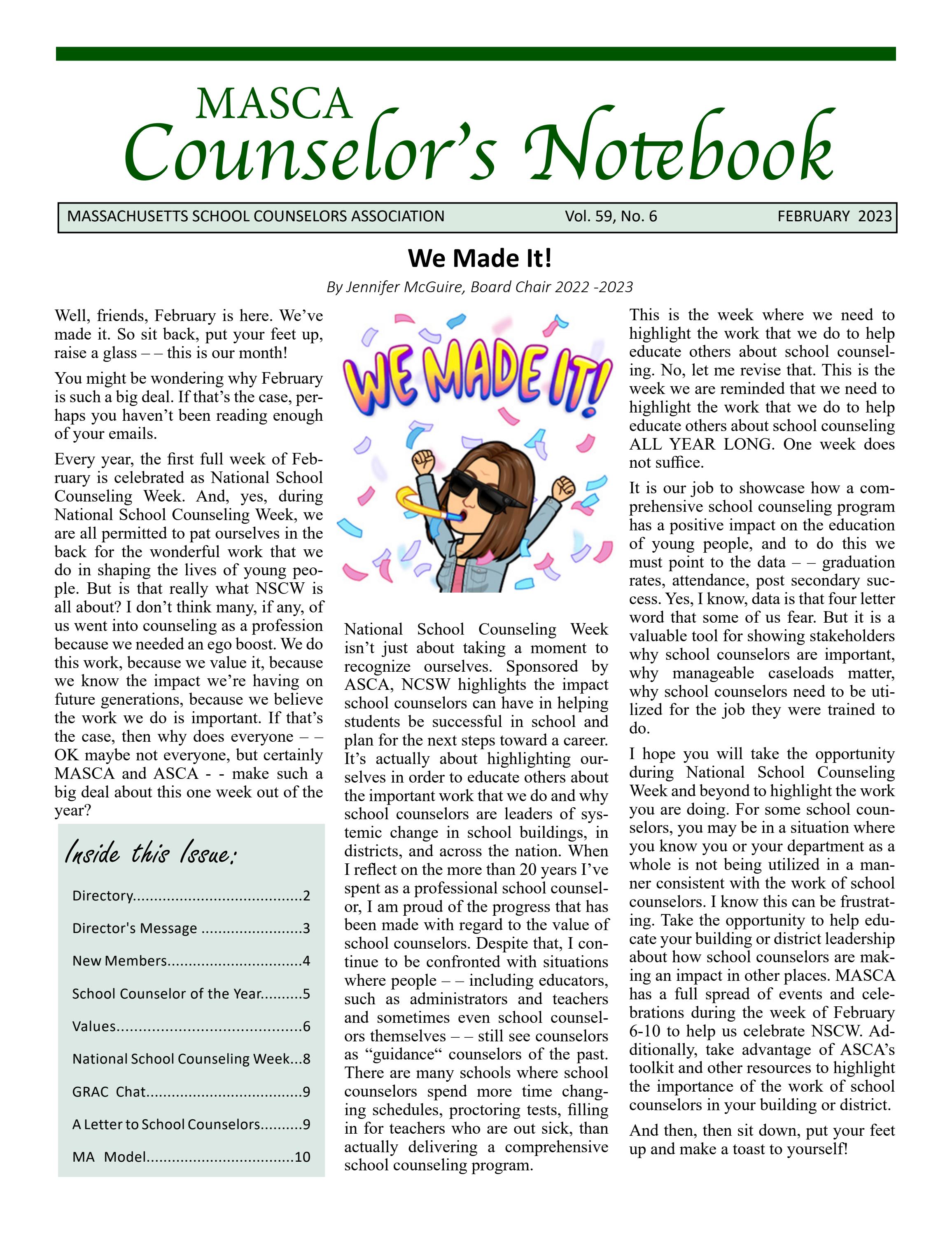 Counselor's Notebook - February 2023 by Massachusetts School Counselors ...