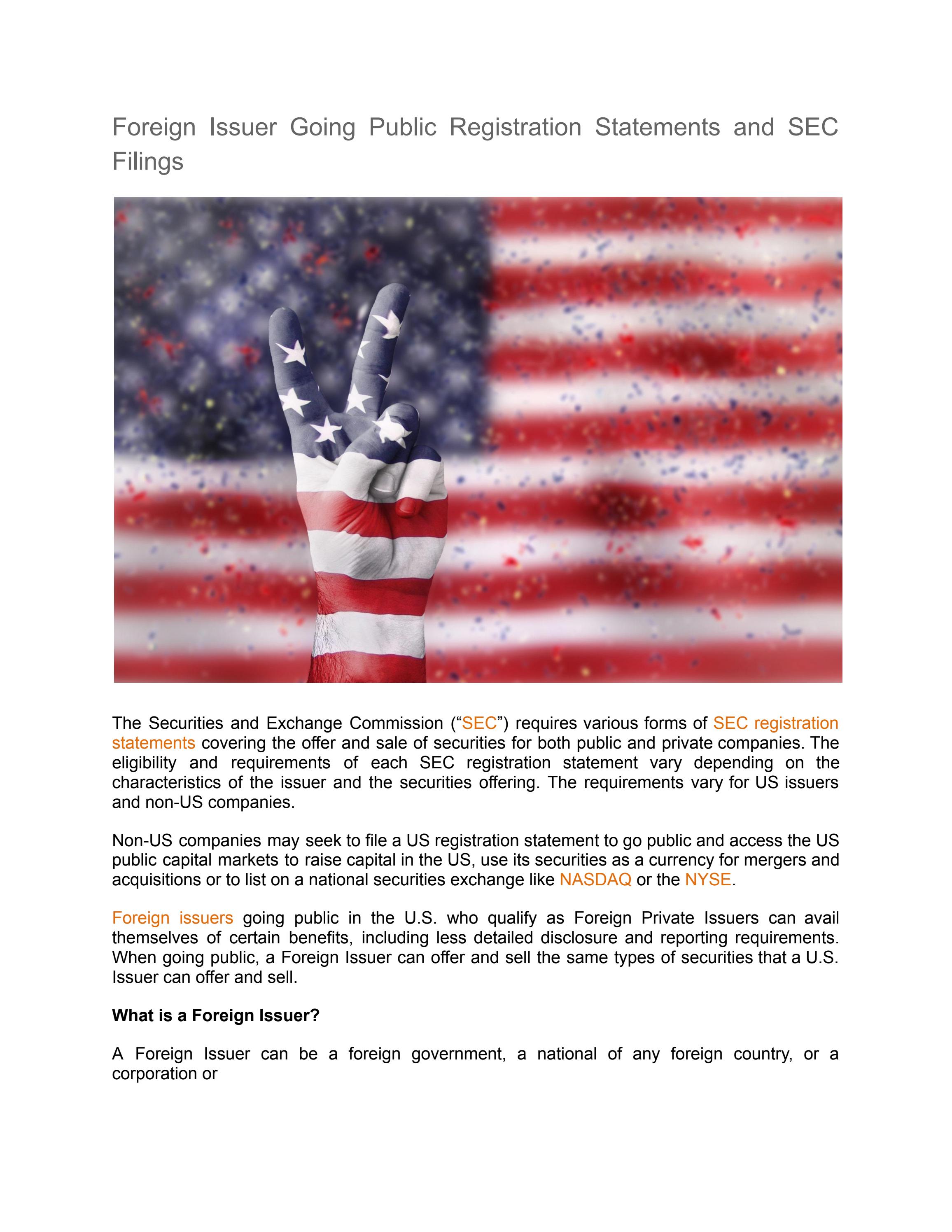 Foreign Issuer Going Public Registration Statements and SEC Filings by ...